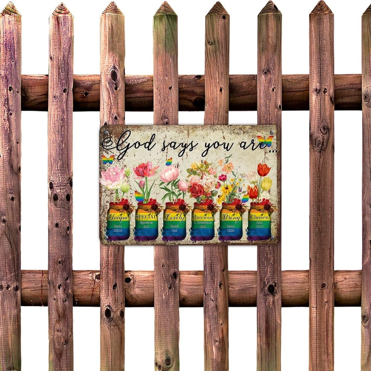 LGBT Gay Pride Metal Sign God Says You are Unique Special Lovely Strong ...