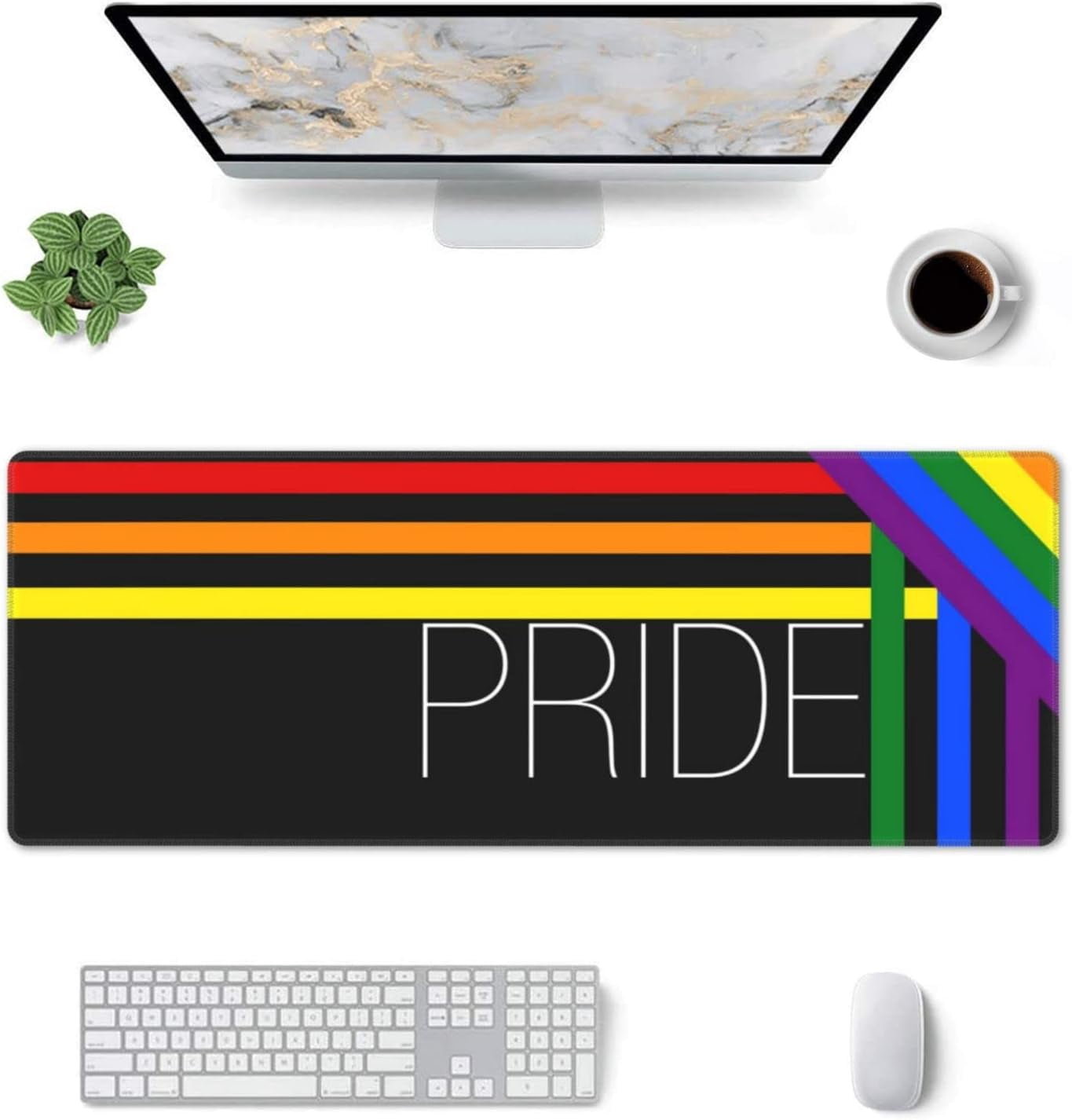 LGBT Gay Pride Rainbow Gaming Mouse Pad Pride Large Mouse Pad (31.5x11 ...