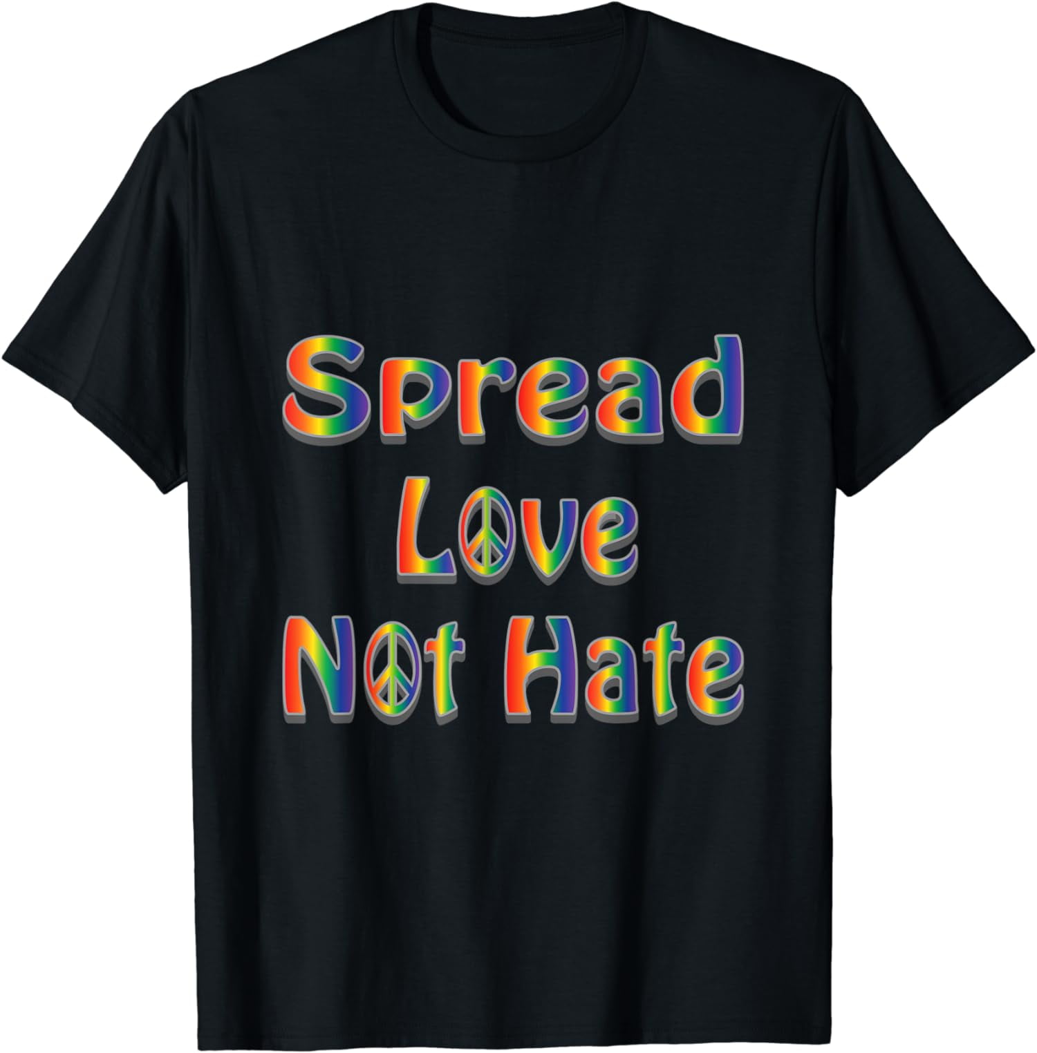 LGBT Gay Pride Rainbow Spread Love Not Hate Peace Sign T-Shirt ...