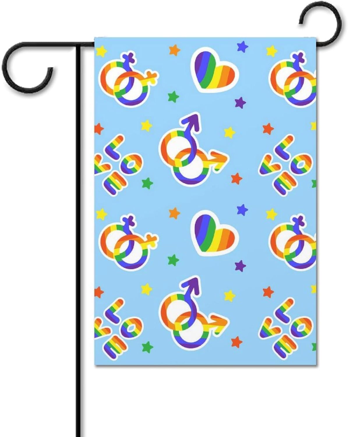 LGBT Gay Symbol Garden Flags Rainbow Heart Flag Double Sided Holiday ...