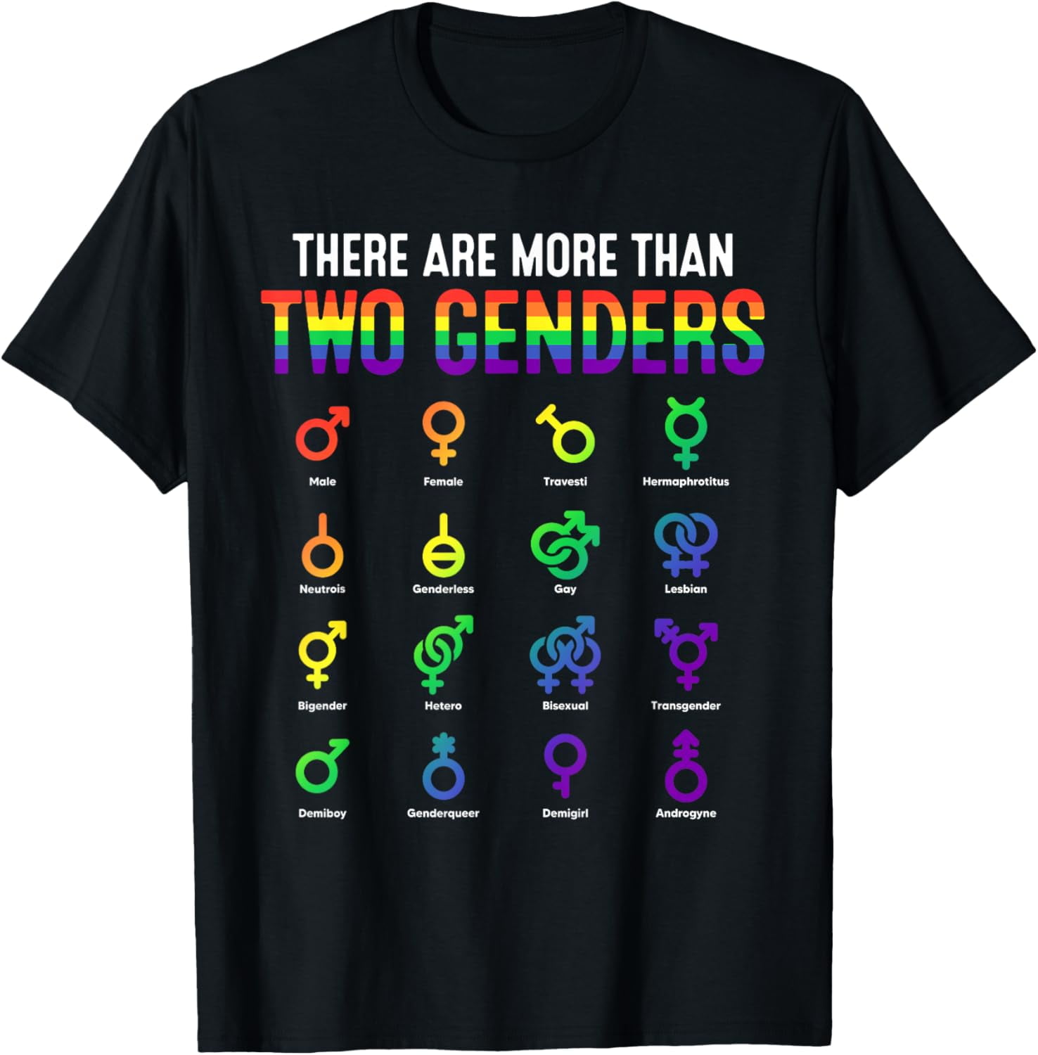 LGBT Gender Chart Funny There Are More Than Two Genders T-Shirt ...