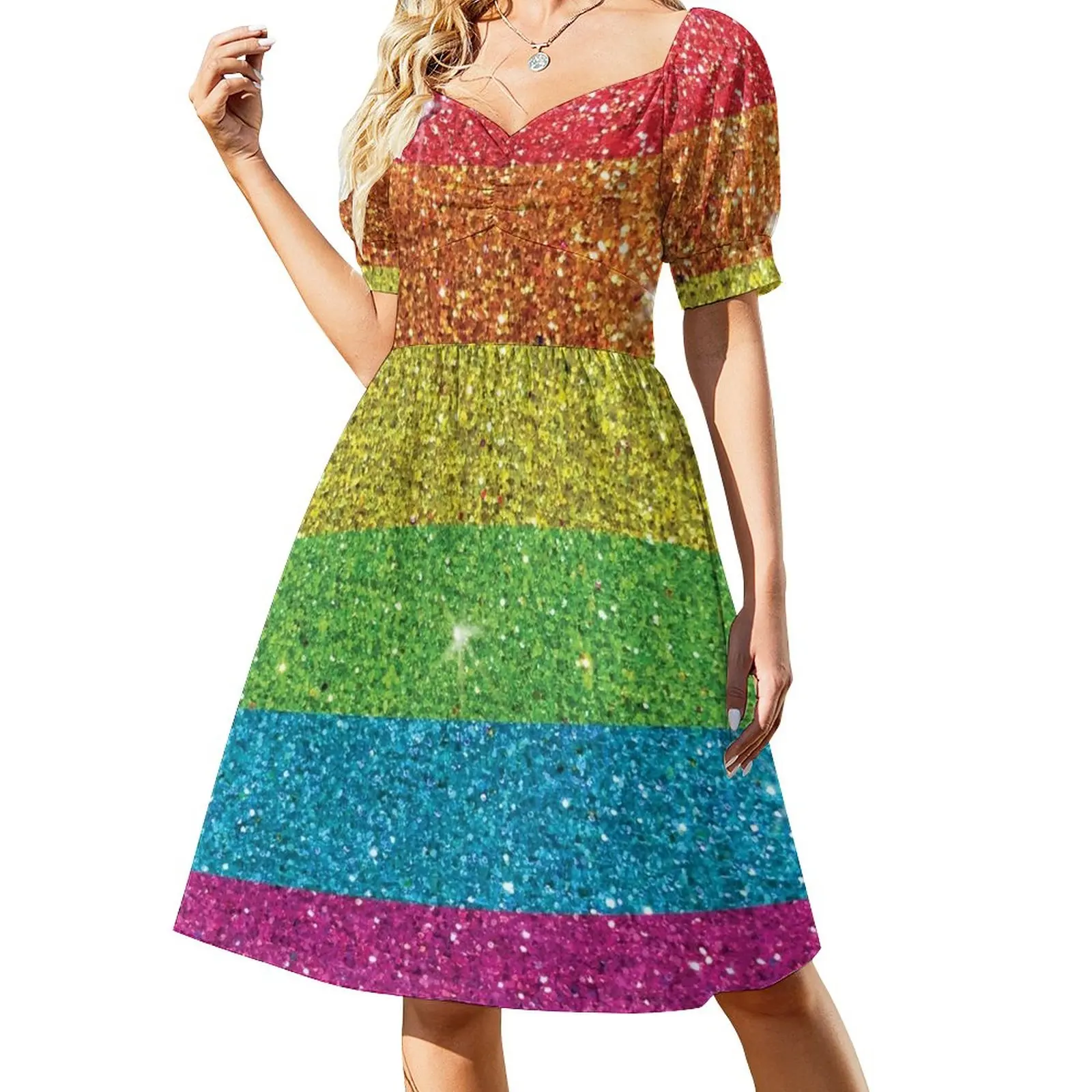 LGBT Glitter Gay Pride Parade Flag Sleeveless Dress prom dress 2024 ...