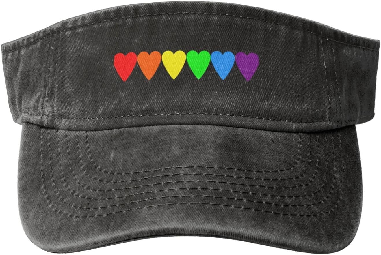 LGBT Heart Sport Sun Visor Hat for Women Men Adjustable Washed Cotton ...