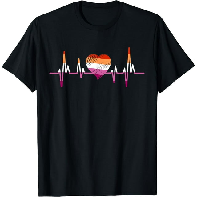 LGBT & Lesbian Stuff - Heart with Gay Pride Flag Lesbian T-Shirt ...