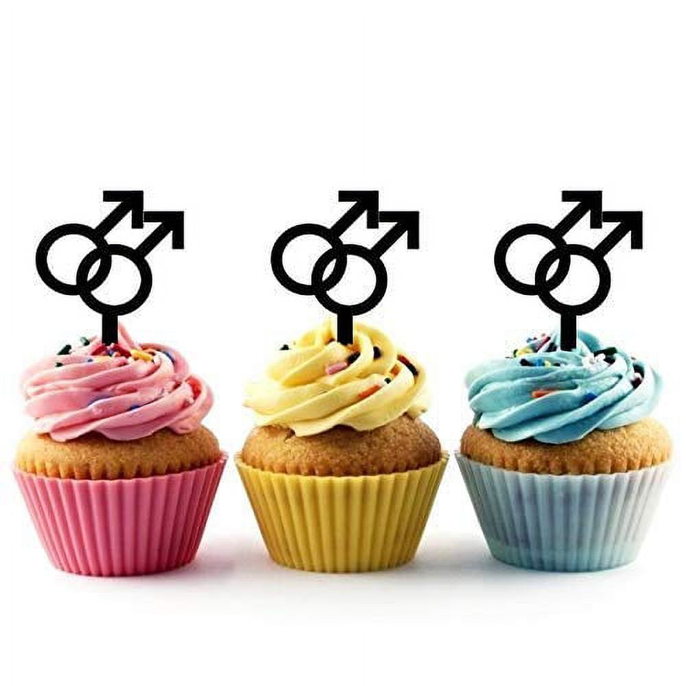 LGBT Love Gay Couple Silhouette Acrylic Cupcake Toppers 12 pcs ...