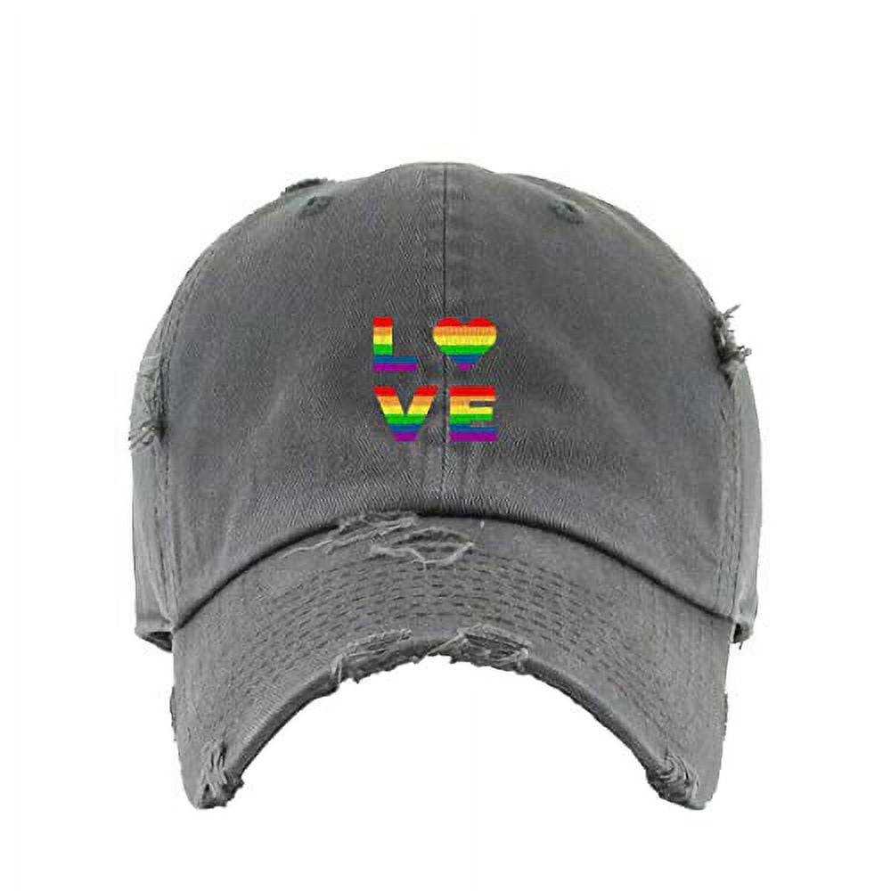 LGBT Love Vintage Baseball Cap Embroidered Cotton Adjustable Distressed ...