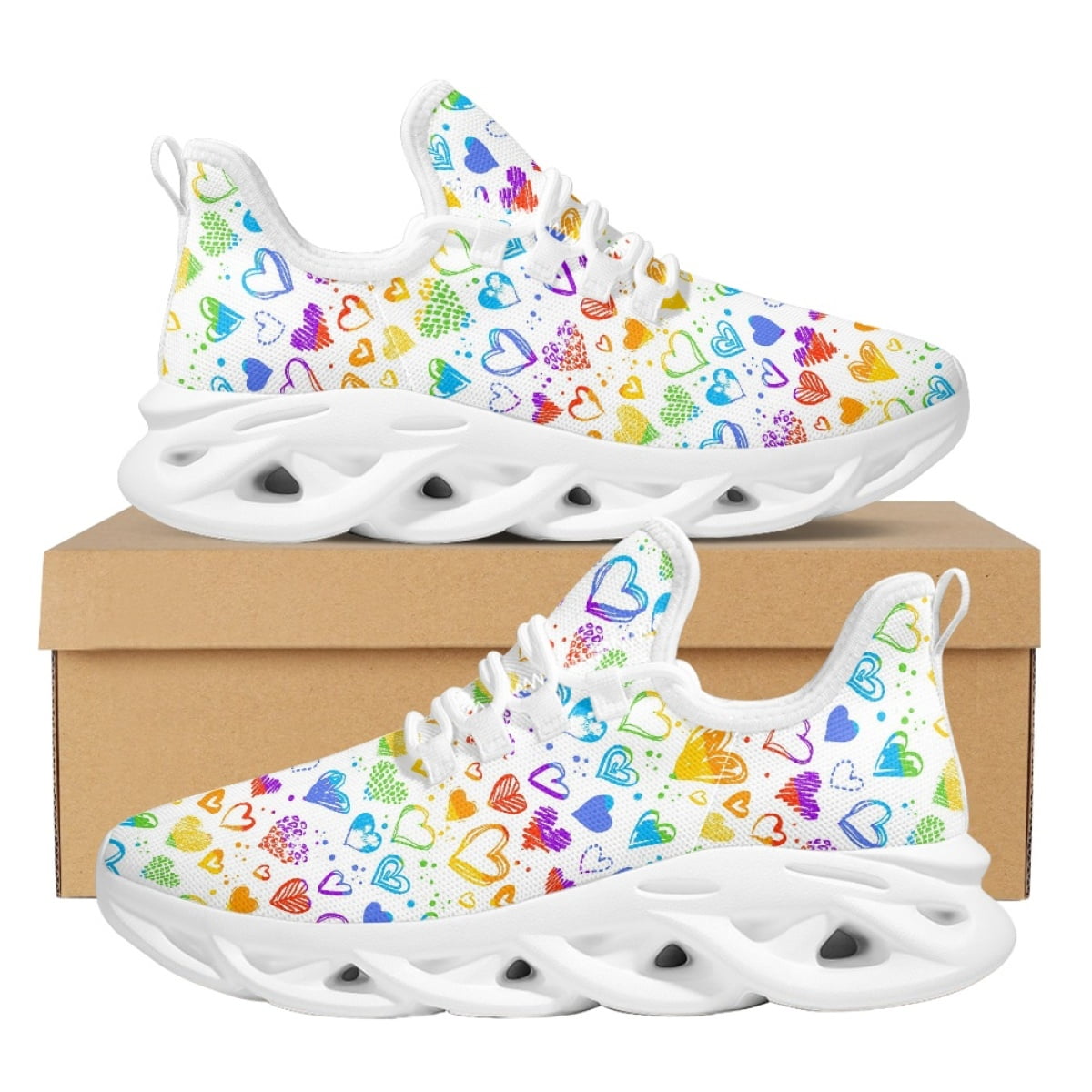 LGBT Pride Design Women's Sneakers Fashion Lace-Up Platform Running ...