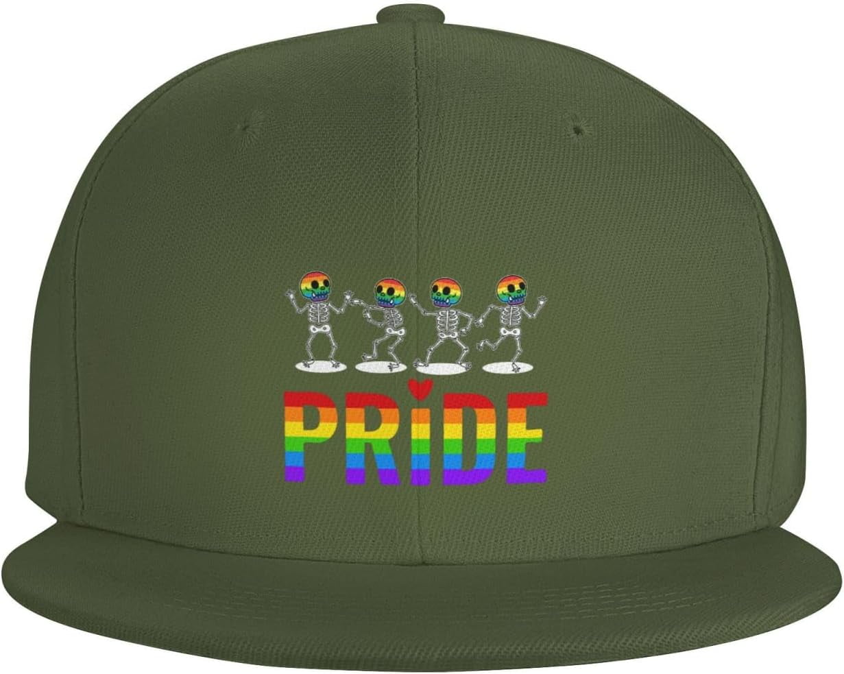 LGBT Pride Month Hat Cute Skeleton Flat Bill Brim Hat Gay Pride Lesbian ...