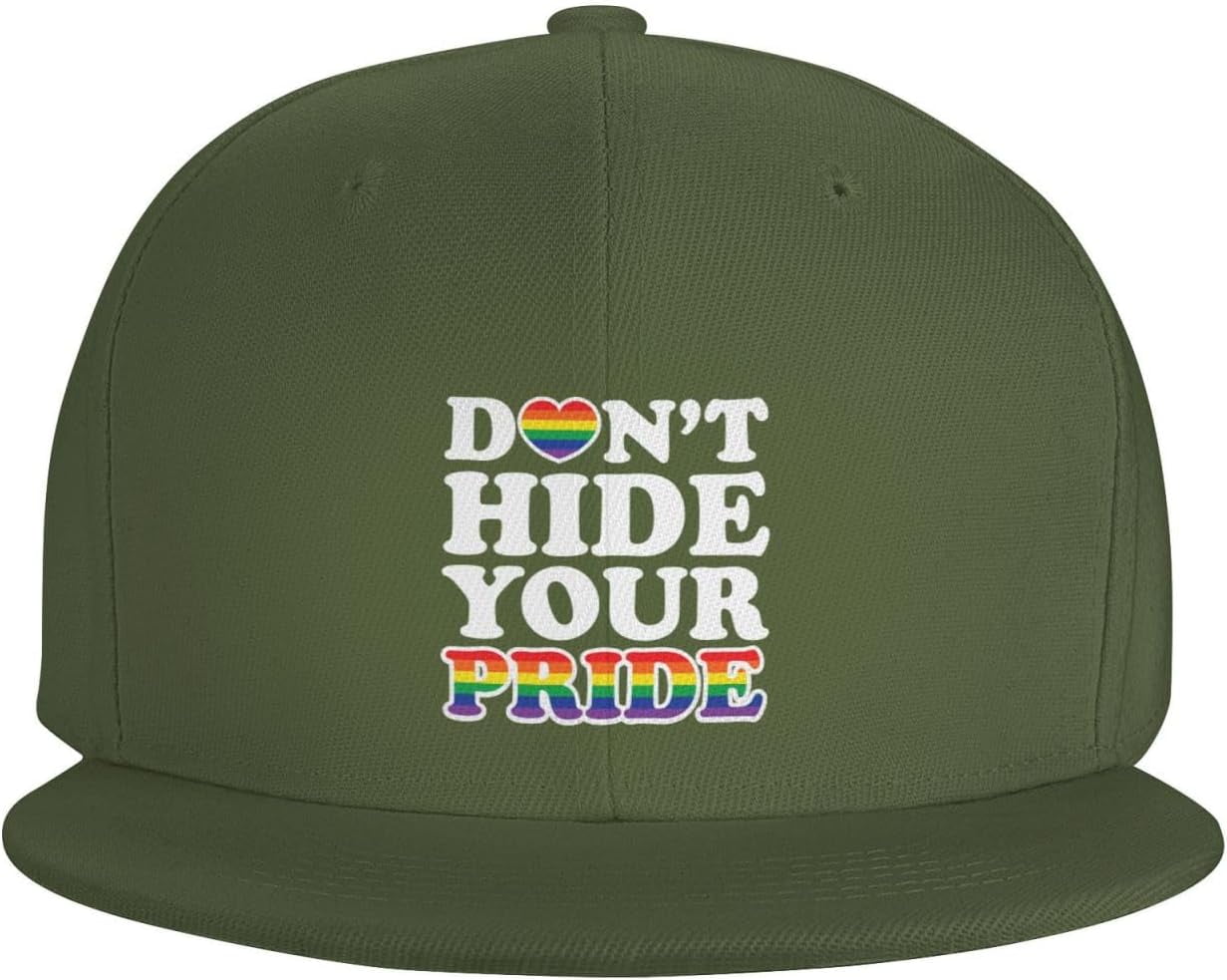 LGBT Pride Month Hat Don't Hide Your Pride Flat Bill Brim Hat Gay Pride ...