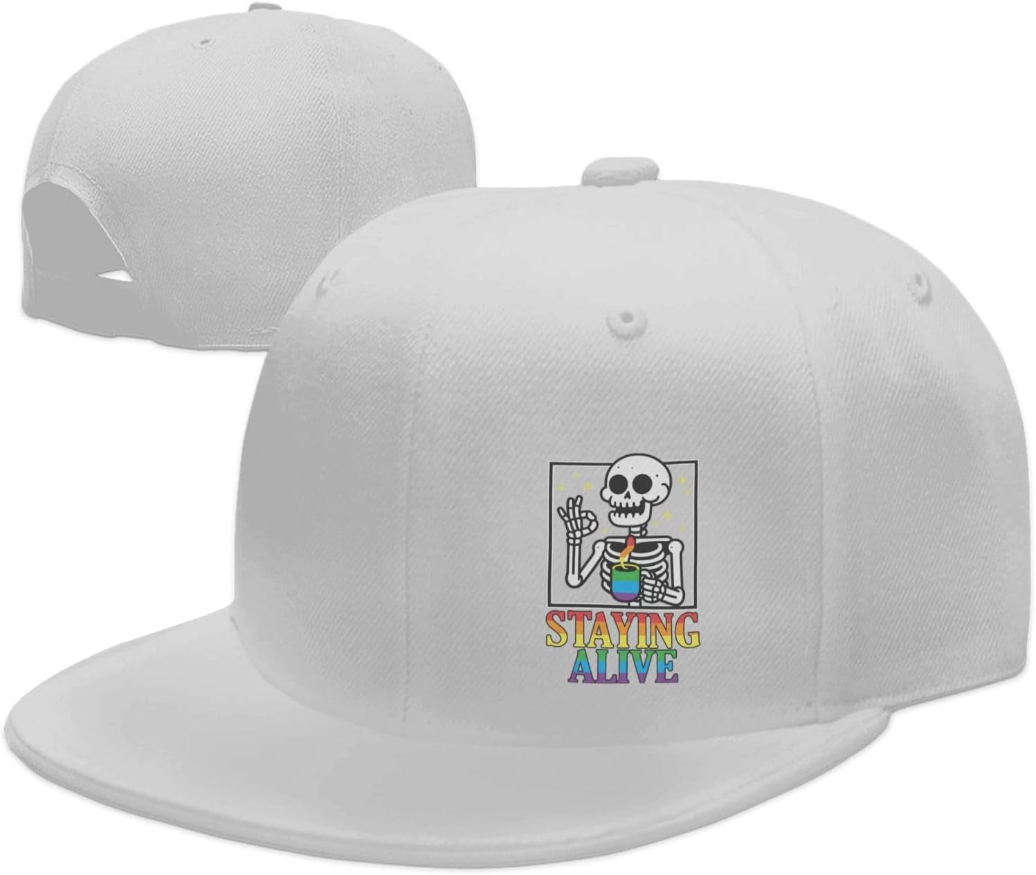 LGBT Pride Month Hat LGBT Pride Skeleton Flat Bill Brim Hat Gay Pride ...