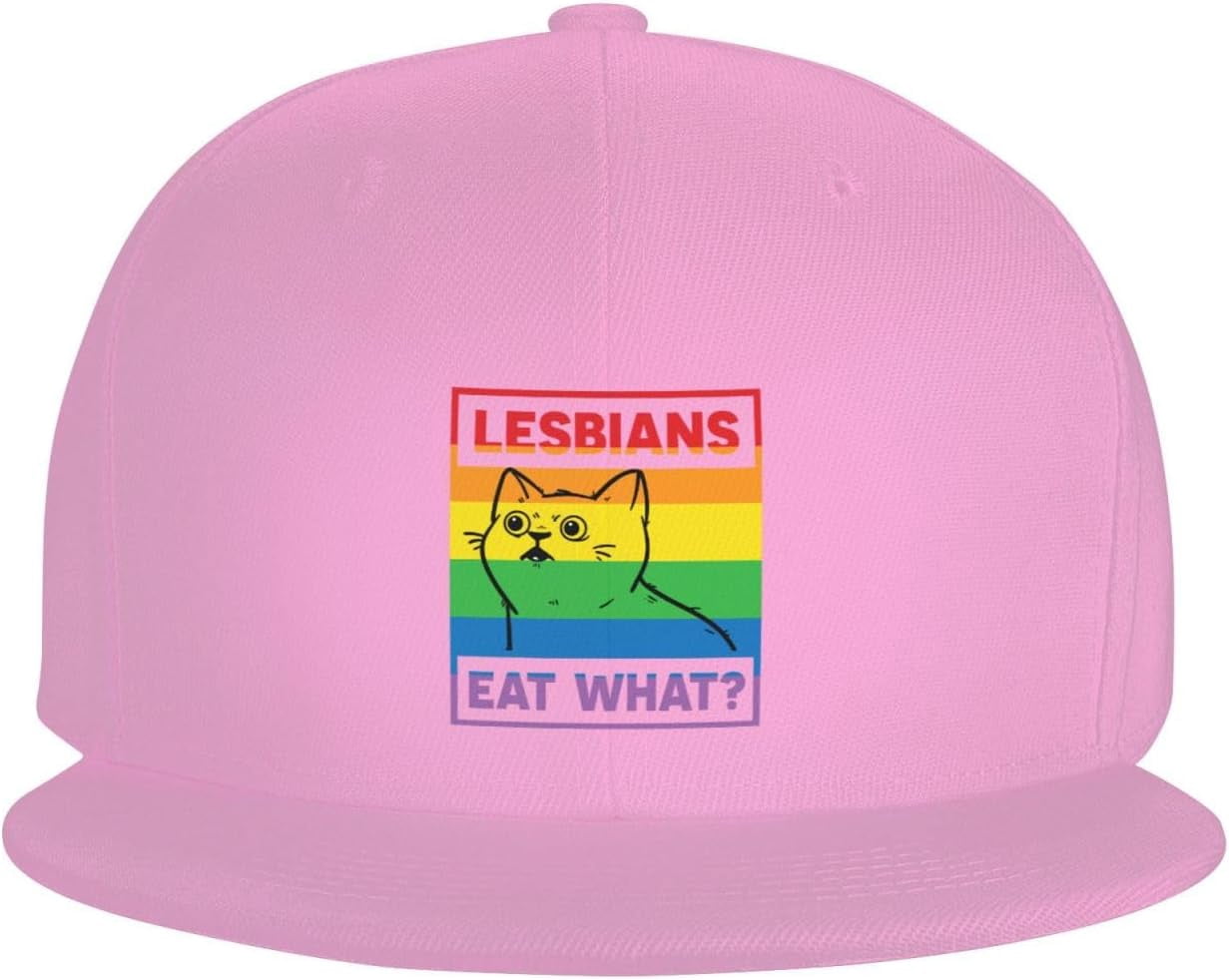 LGBT Pride Month Hat Lesbian Cat Eat What Flat Bill Brim Hat Gay Pride ...