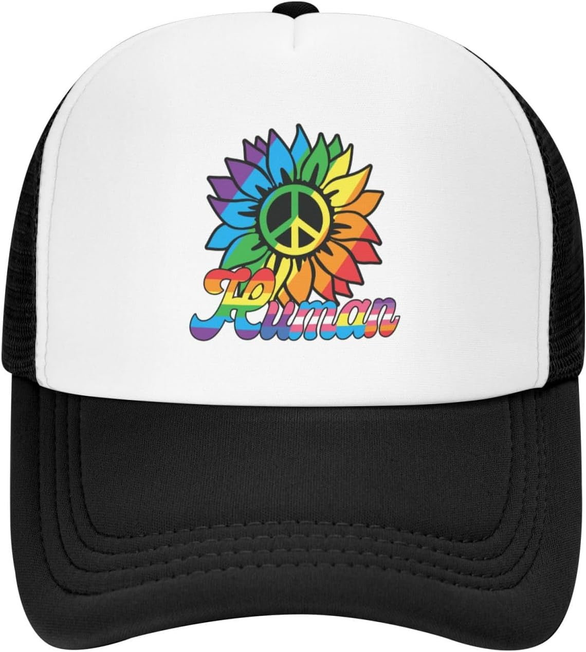 LGBT Pride Month Mesh Hat Human Sunflower Rainbow Trucker Hat Gay Pride ...
