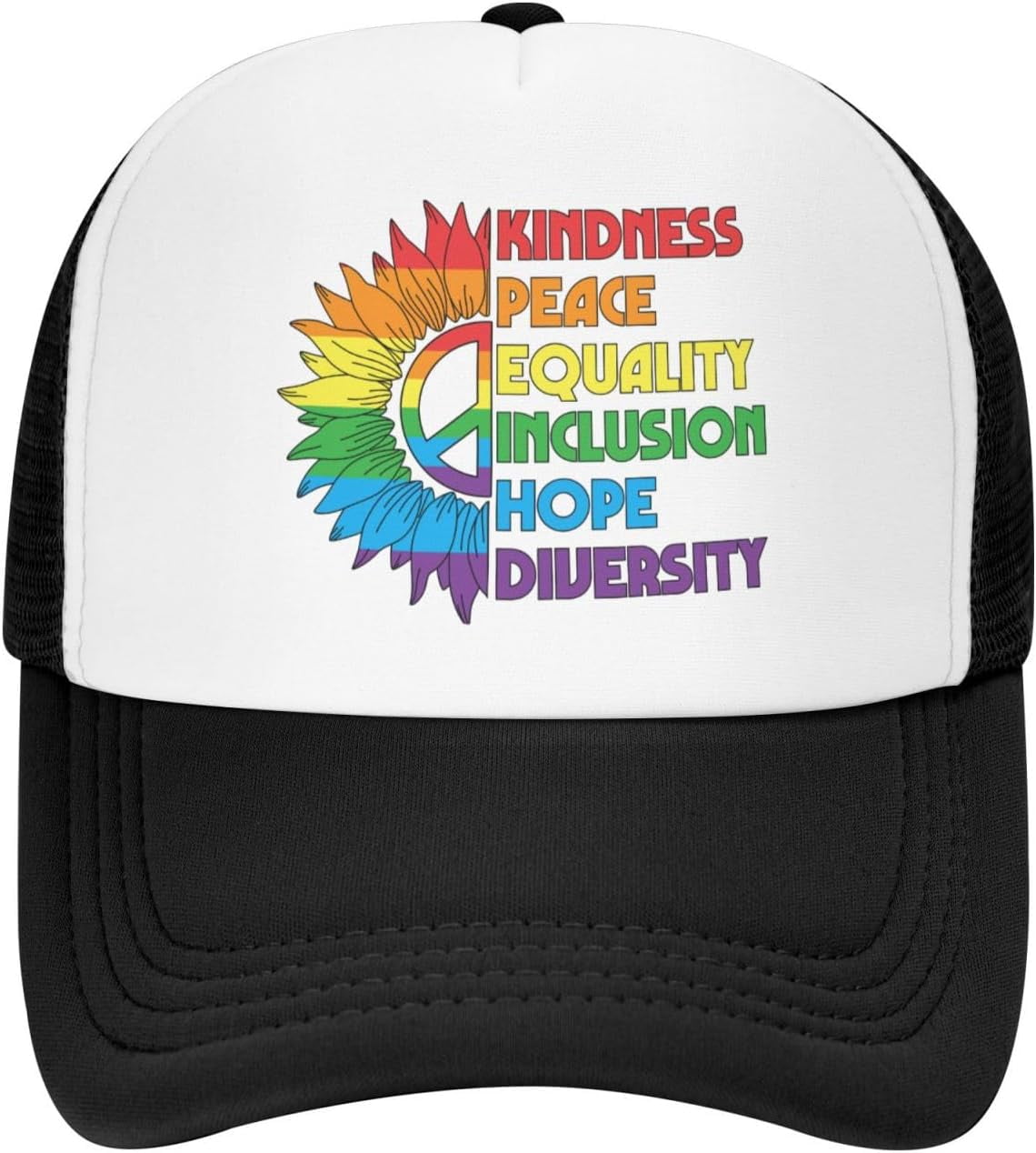 LGBT Pride Month Mesh Hat Rainbow Sunflower Kindness Trucker Hat Gay ...