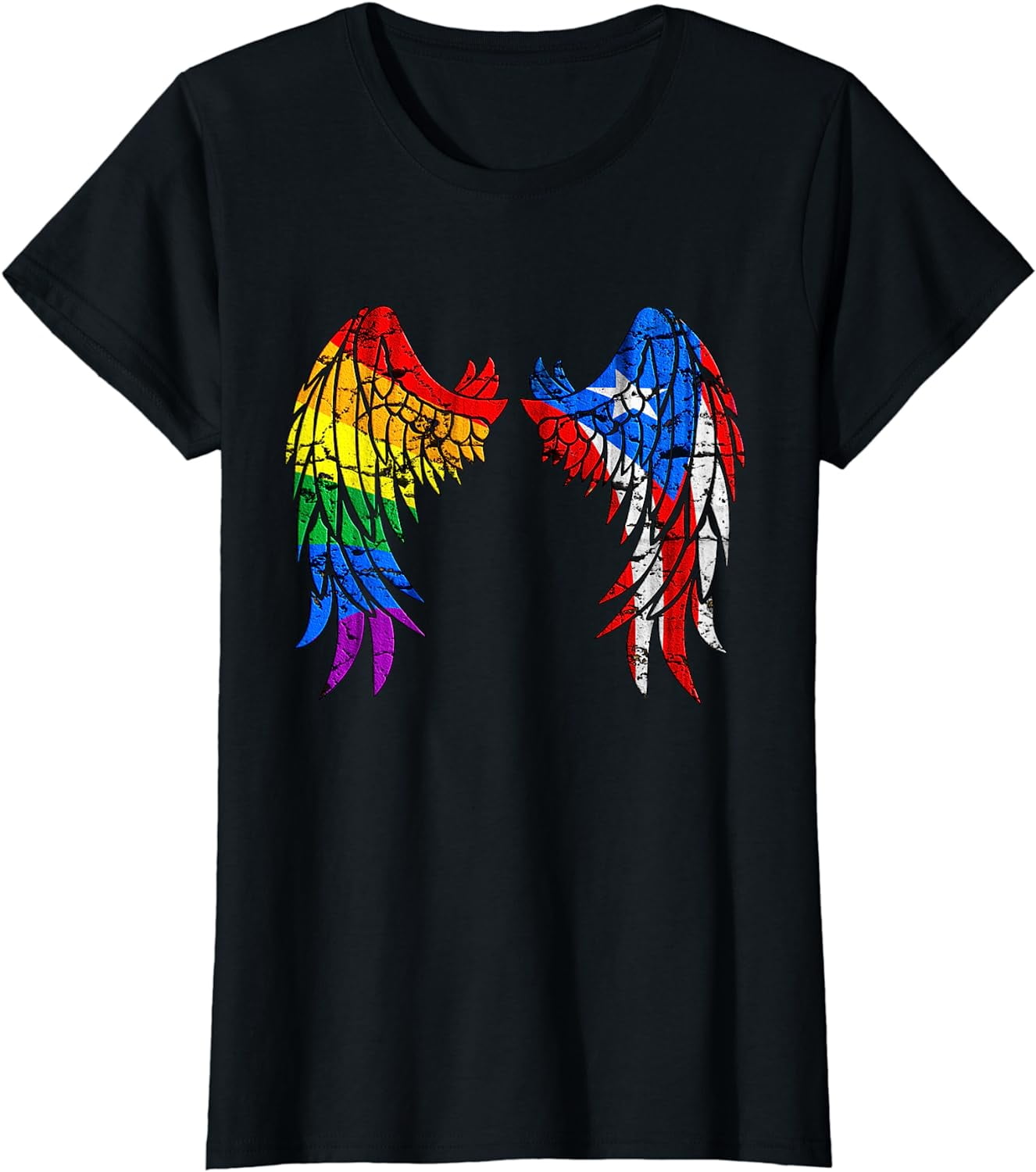 LGBT Pride Proud Puerto Rico Rainbow Flag Gift Angel Wings T-Shirt ...