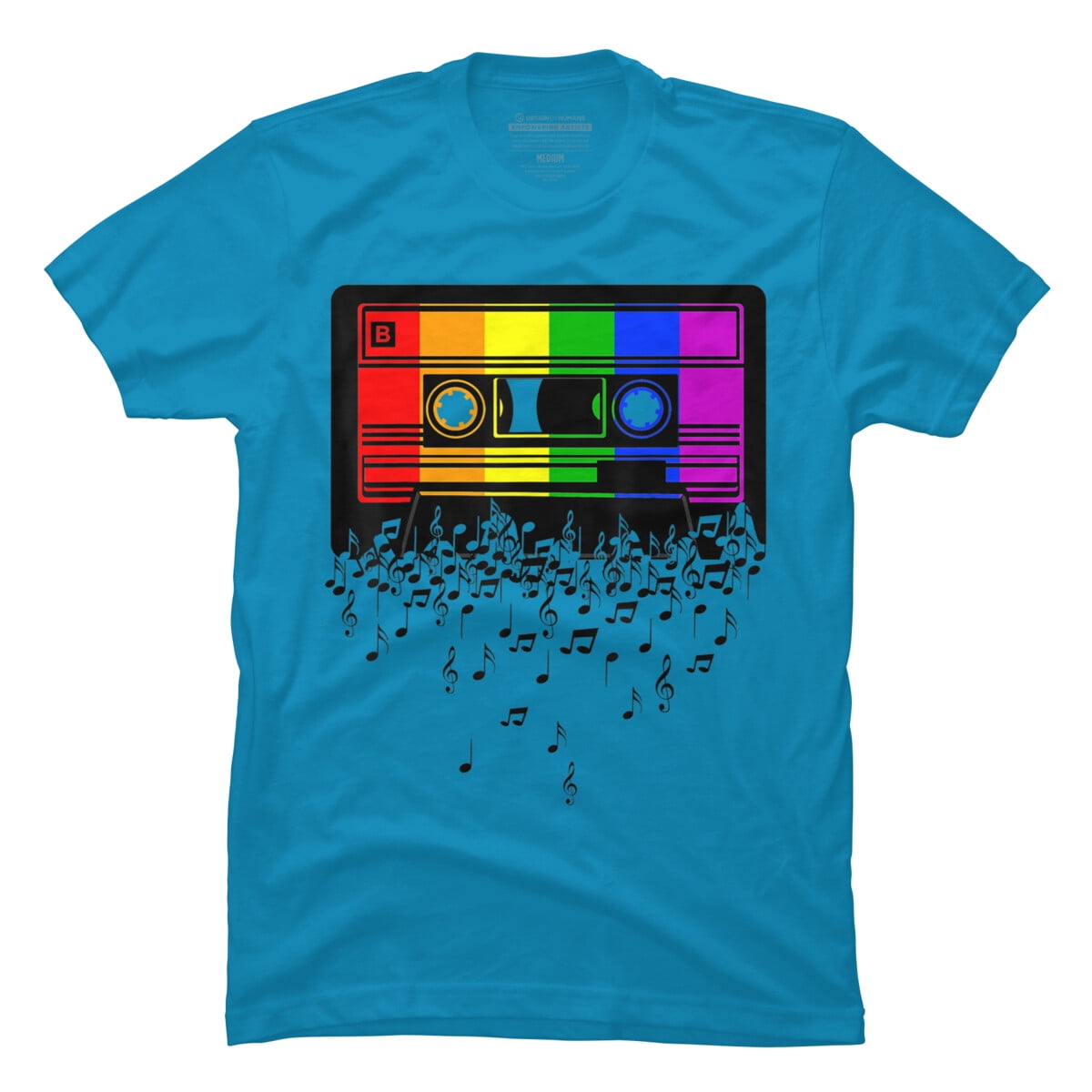 LGBT Pride Rainbow Flag Music Note Cassette Adult Turquoise Blue ...