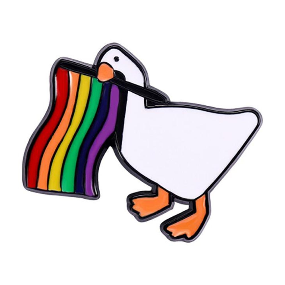 LGBT Pride Rainbow Flag White Goose Design Enamel Lapel Badge j LGBTQ+ ...
