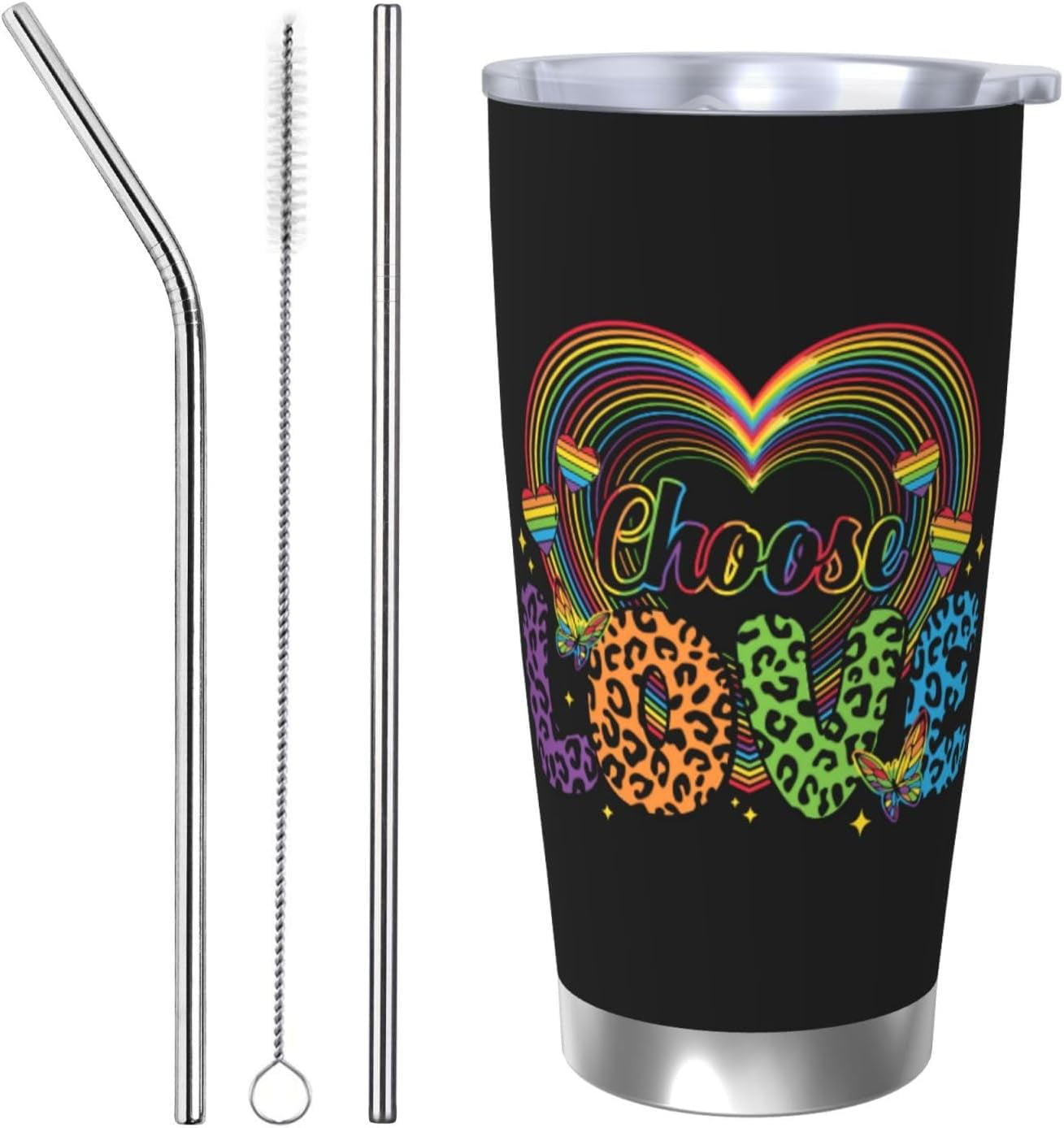 LGBT Pride Rainbow Gay Fingerprint 20oz Stainless Steel Tumbler With ...