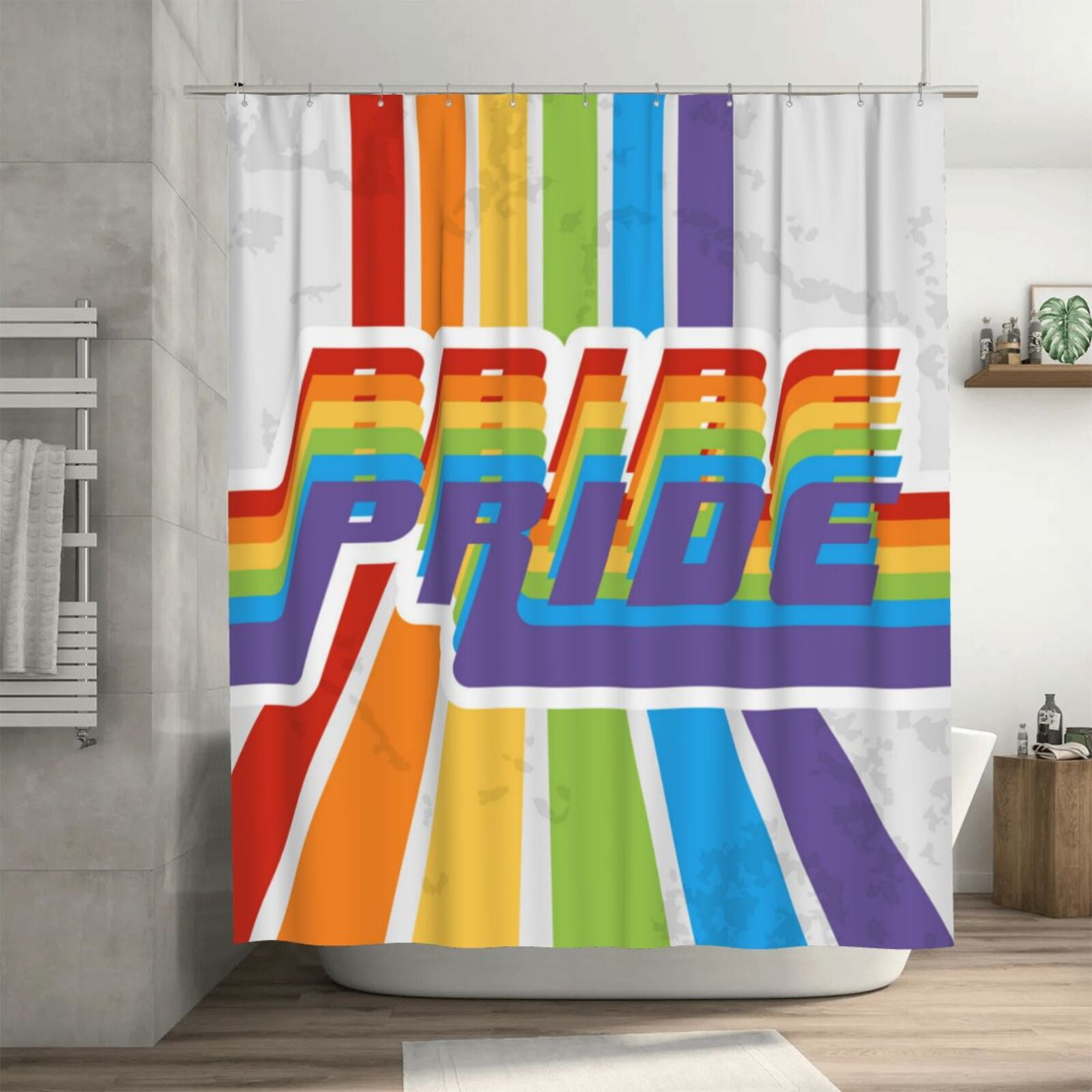 LGBT Pride Rainbow Pattern Shower Curtain, Rainbow Bridge Waterproof ...