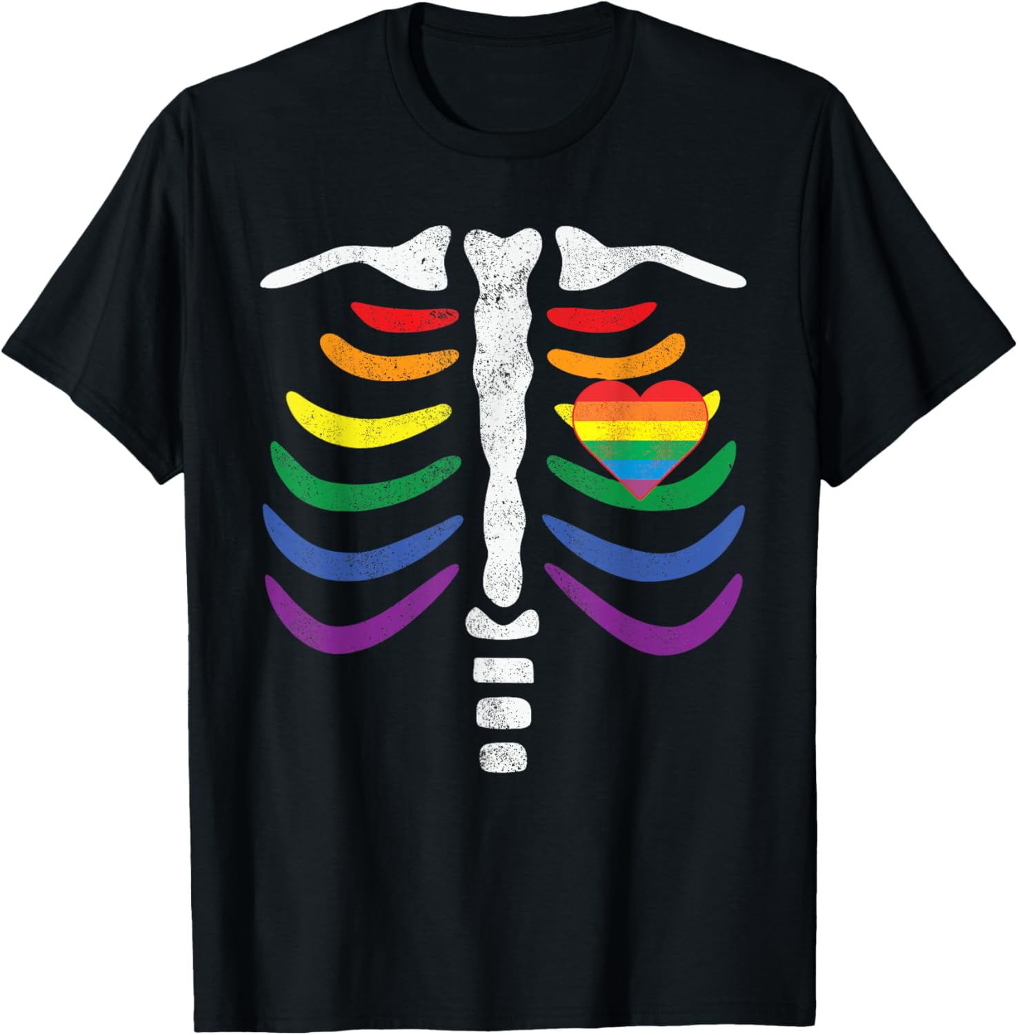 LGBT Pride Rib Cage Rainbow Skeleton Xray LGBTQ T-Shirt - Walmart.com