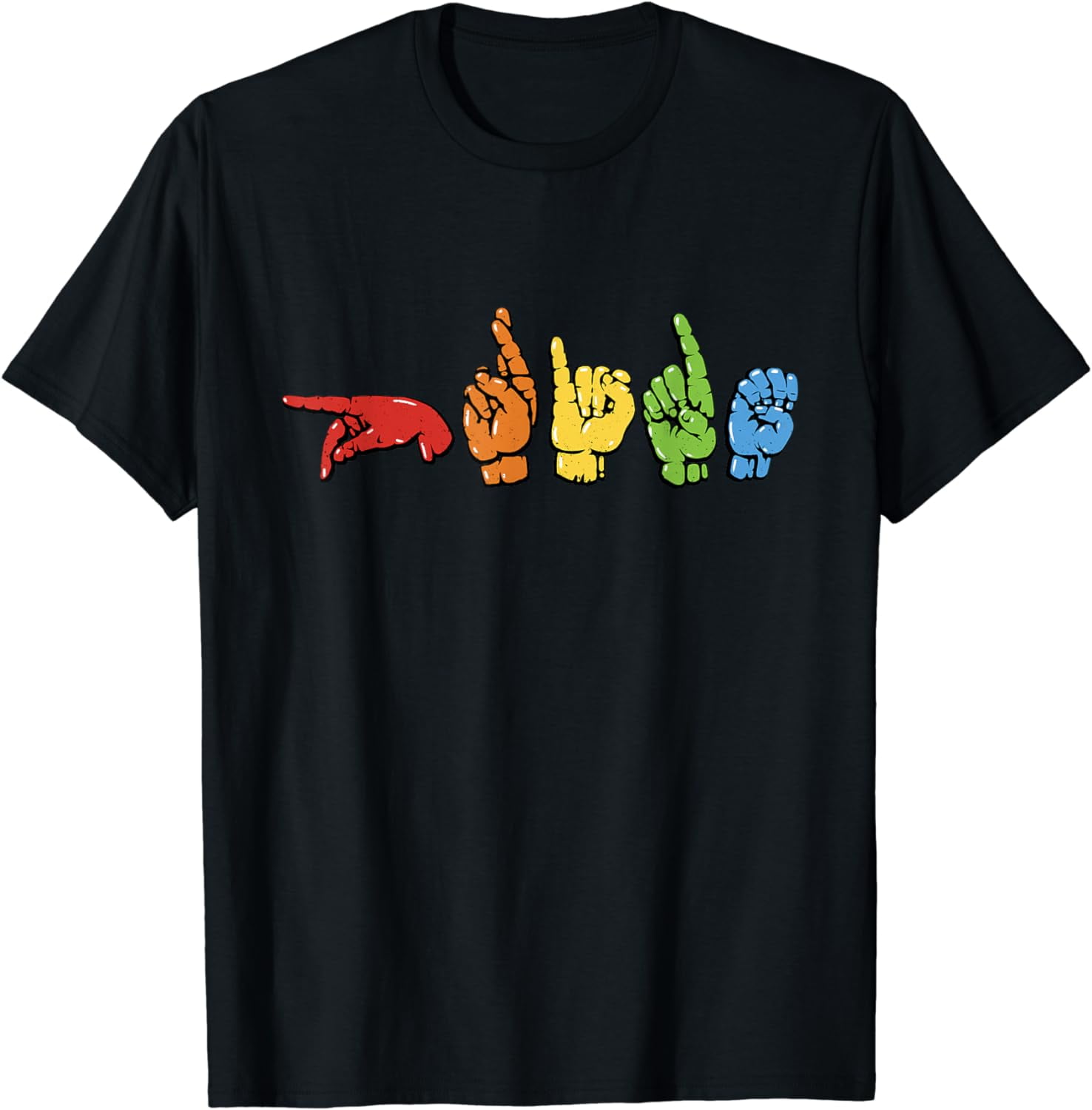 LGBT Pride Sign Language Deaf Mute Learning ASL Rainbow Flag T-Shirt ...