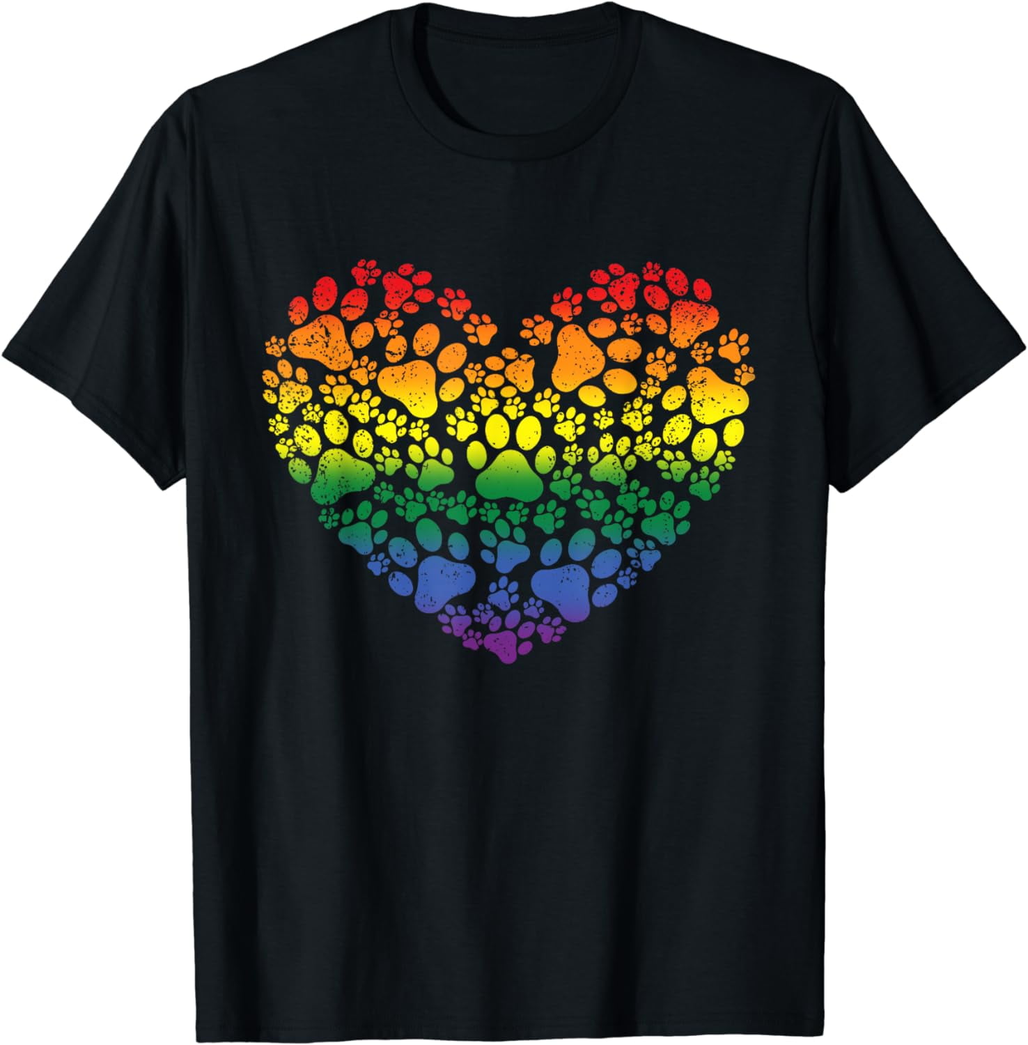LGBT-Q Dog Paw Print Gay Pride Rainbow Heart Men Women T-Shirt ...