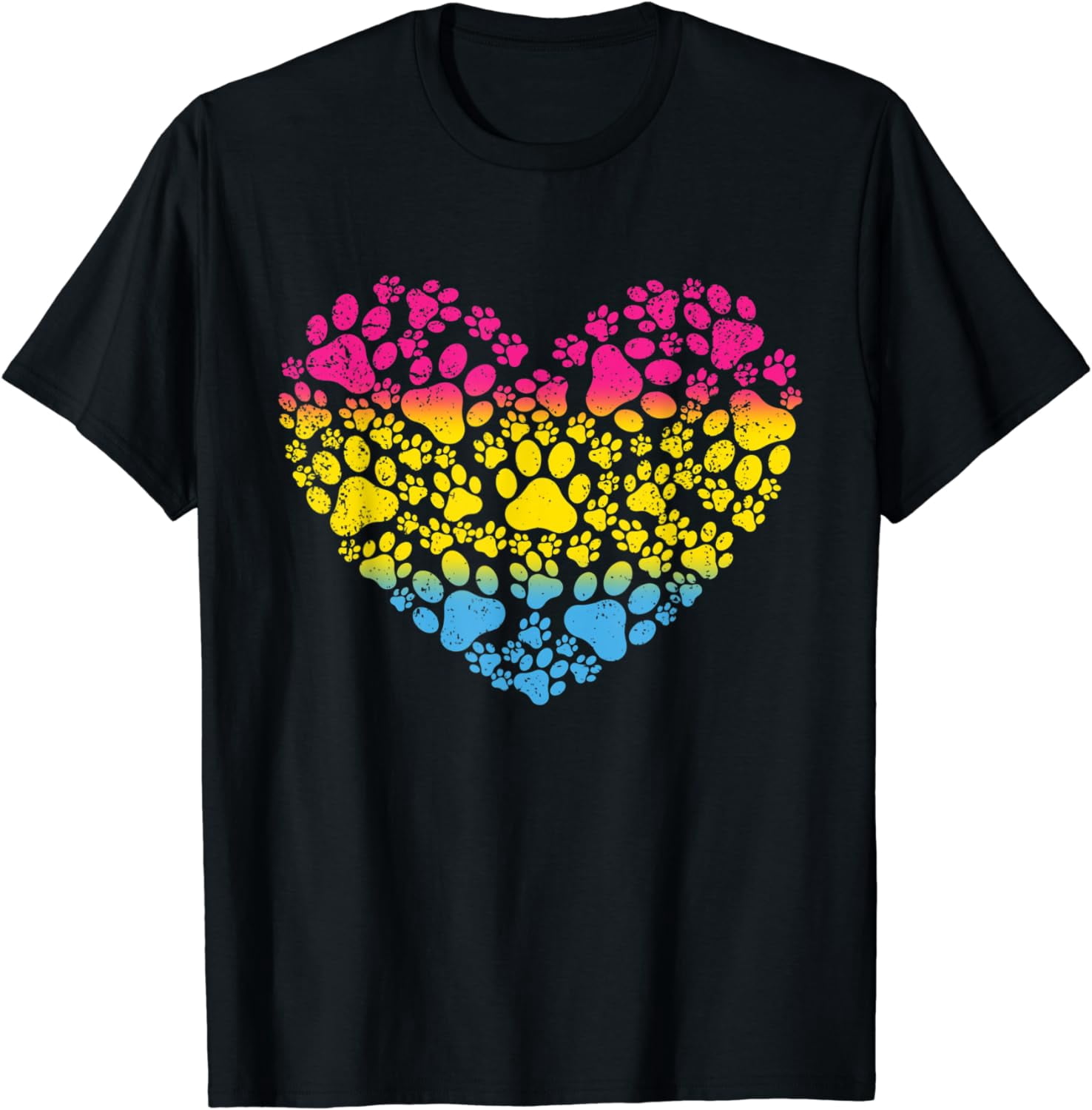LGBT-Q Dog Paw Print Pansexual Pride Rainbow Heart Men Women T-Shirt ...