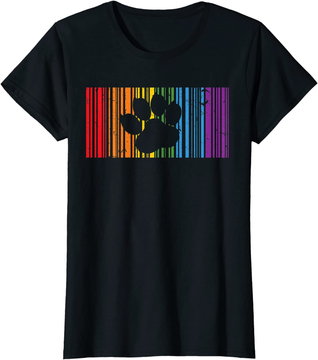 LGBT Rainbow Colors Barcode Icon Pride Bear Paw Gift T-Shirt - Walmart.com
