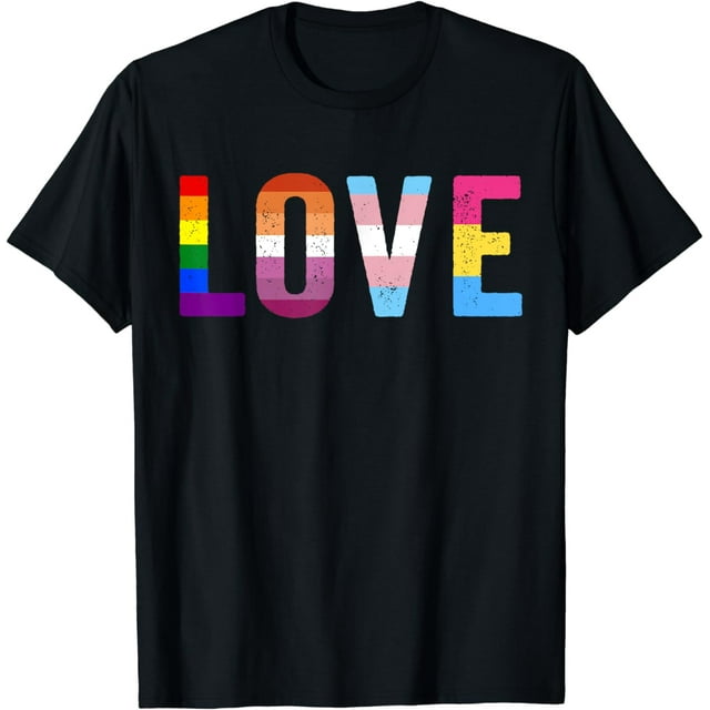 LGBT Rainbow Flag Gay Love Lesbian Pride Transgender T-Shirt - Walmart.com