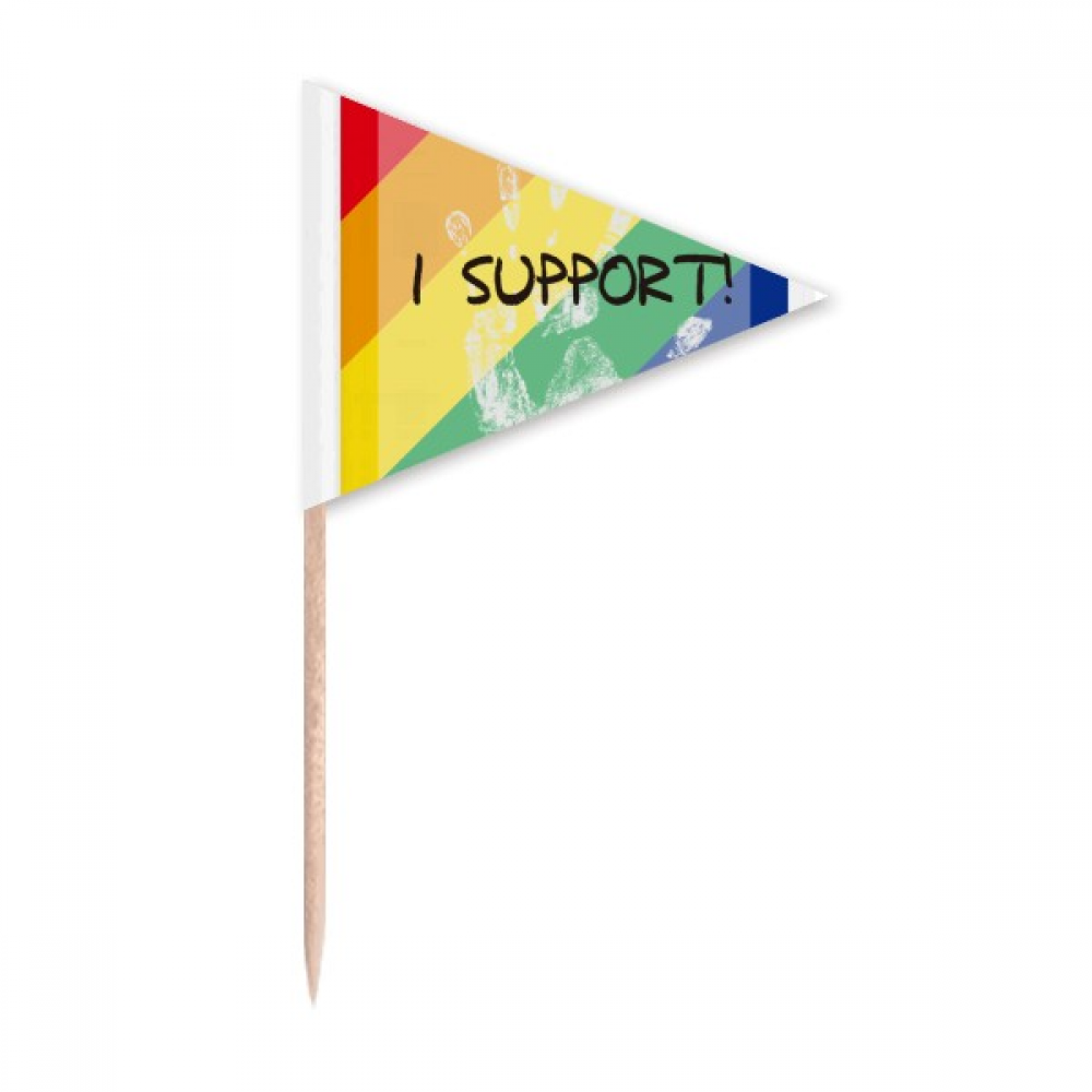 LGBT Rainbow Flag I Support Toothpick Triangle Cupcake Toppers Flag ...