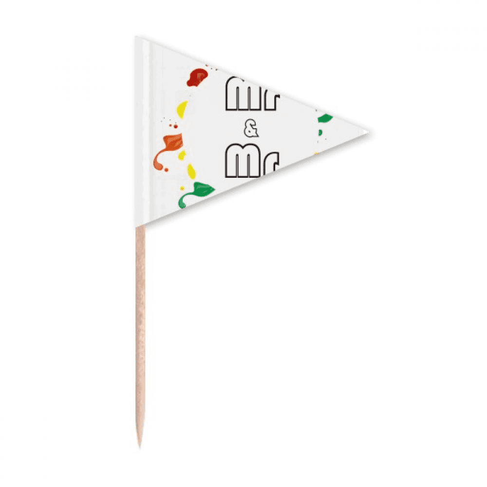 LGBT Rainbow Flag Mr & Mr Toothpick Triangle Cupcake Toppers Flag ...