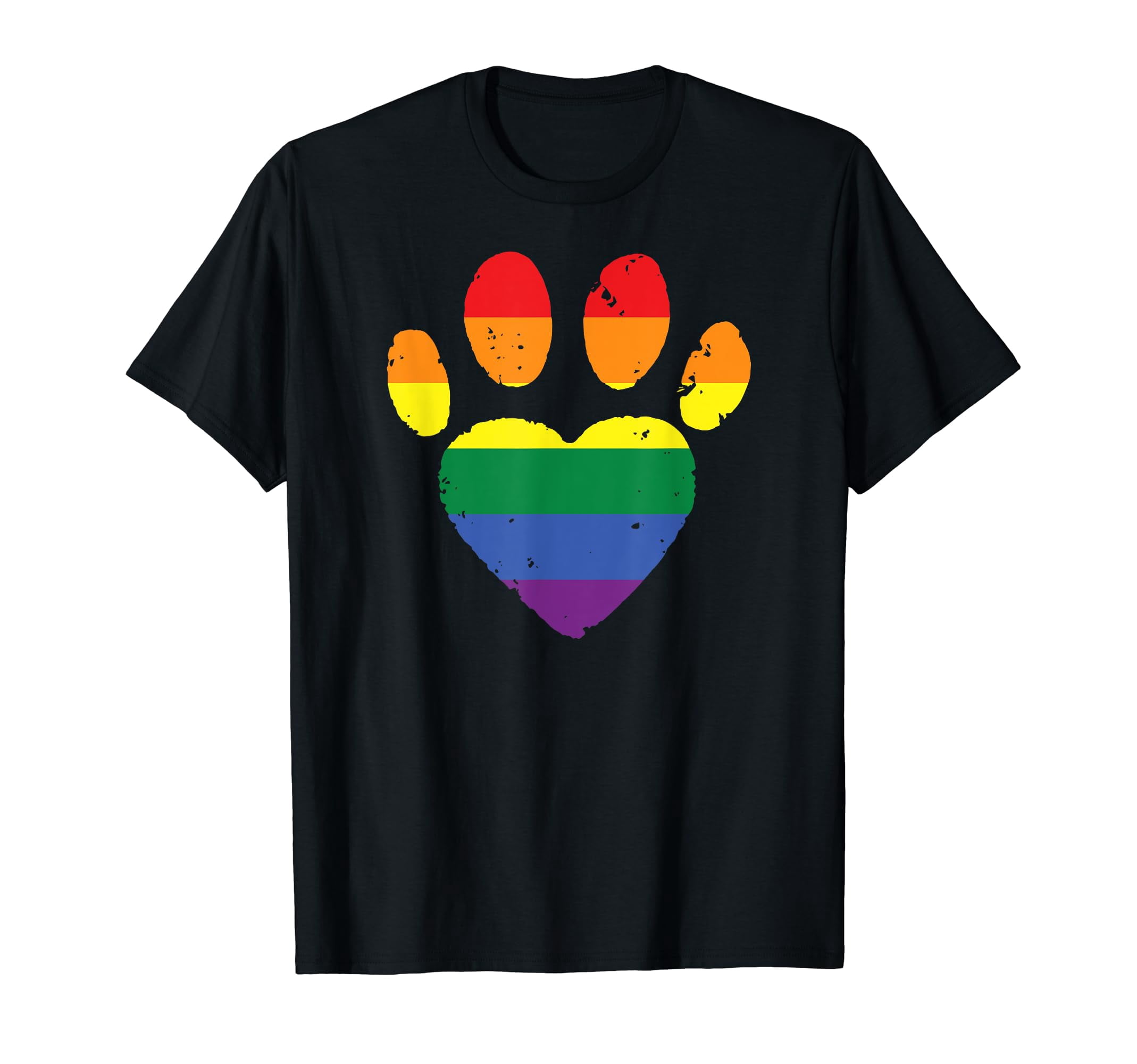 LGBT Rainbow Flag Paw Print Heart Pet Lovers Pride T-Shirt - Walmart.com