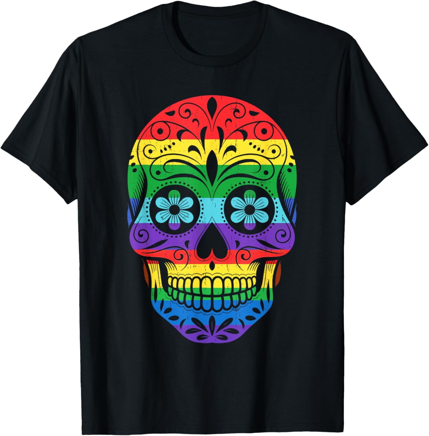 LGBT Rainbow Flag Skull Design Pride Month Ally LGBT Support T-Shirt ...