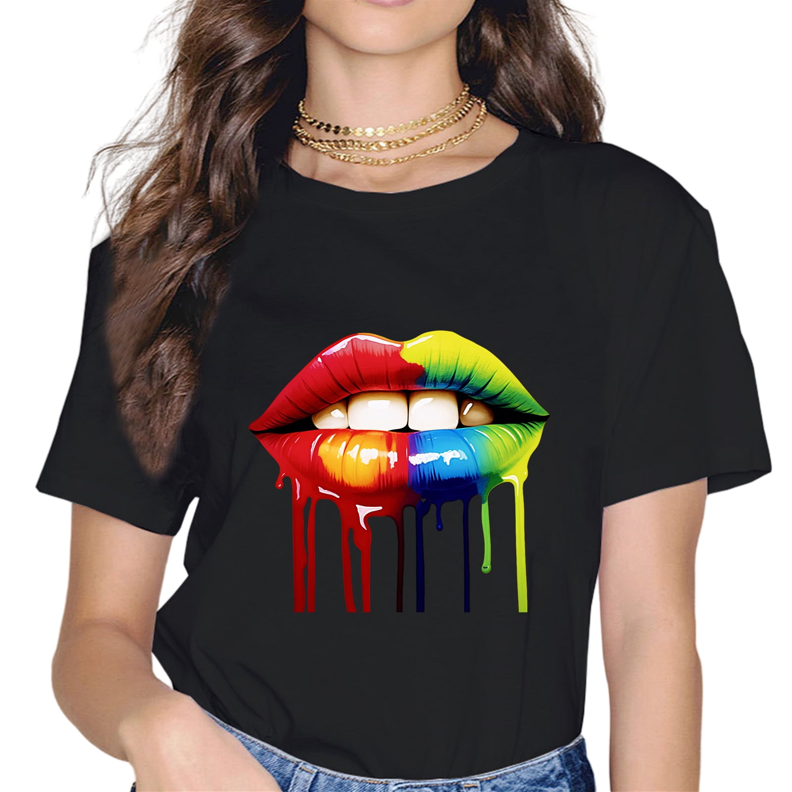 LGBT Rainbow Lip Pride Month LGBTQ T-Shirt - Walmart.com