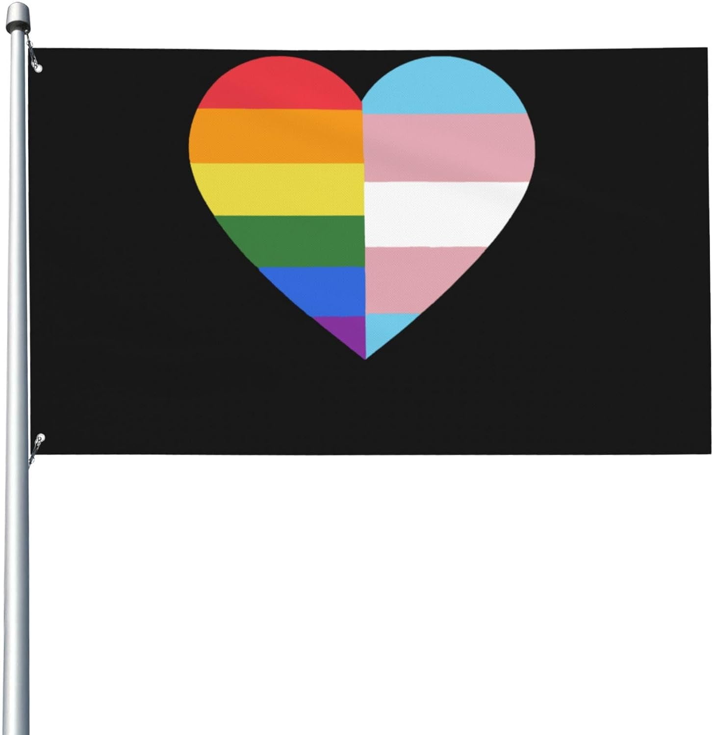 LGBT Rainbow and Transgender Pride Heart Flag For Indoor Home House ...