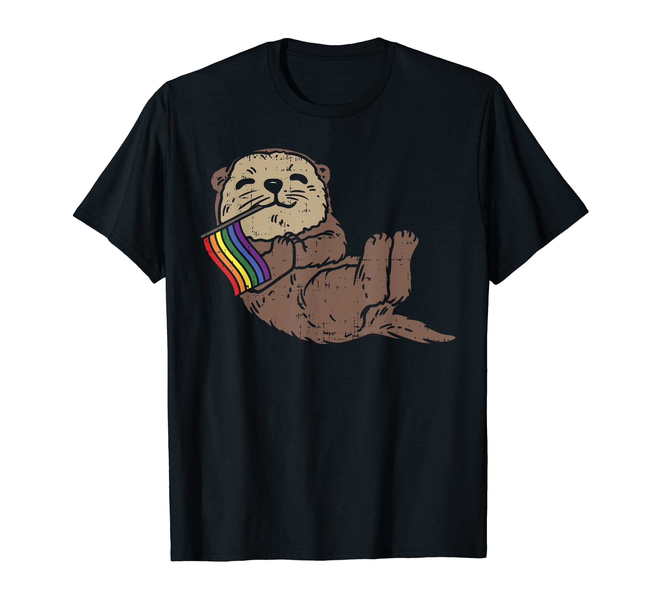 LGBT Sea Otter Rainbow Flag Cute Gay Pride Animal Lover Gift T-Shirt ...