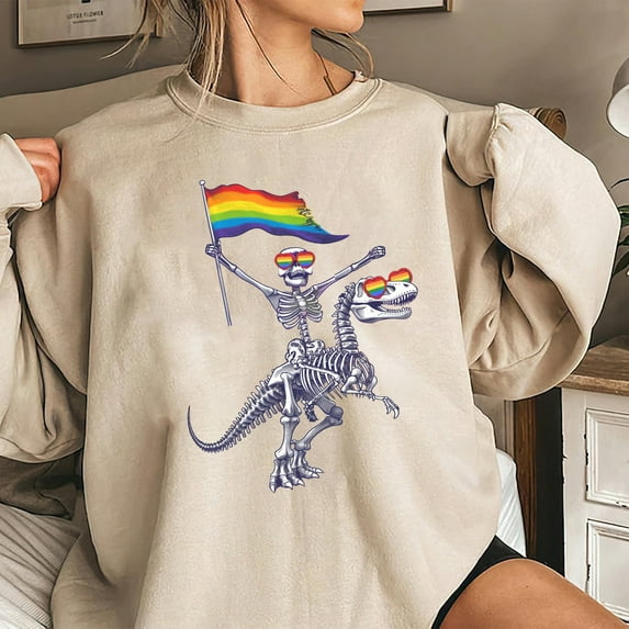 LGBT Skeleton T-rex Shirt, Funny Skeleton Shirt, Skeleton Pride Shirt ...