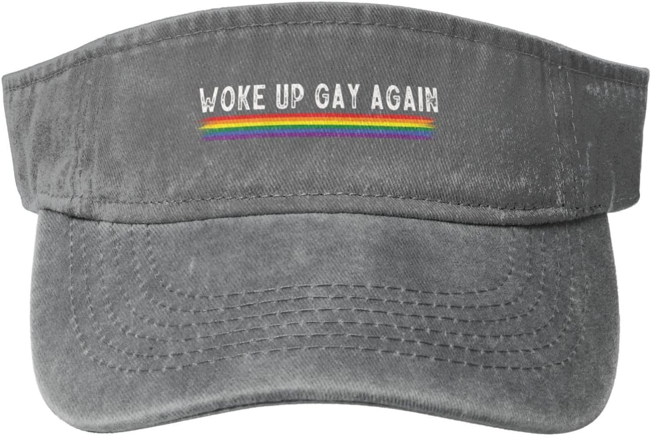 LGBT Woke Up Gay Again Sports Sun Visor Hat for Men Women,Empty Top Sun ...