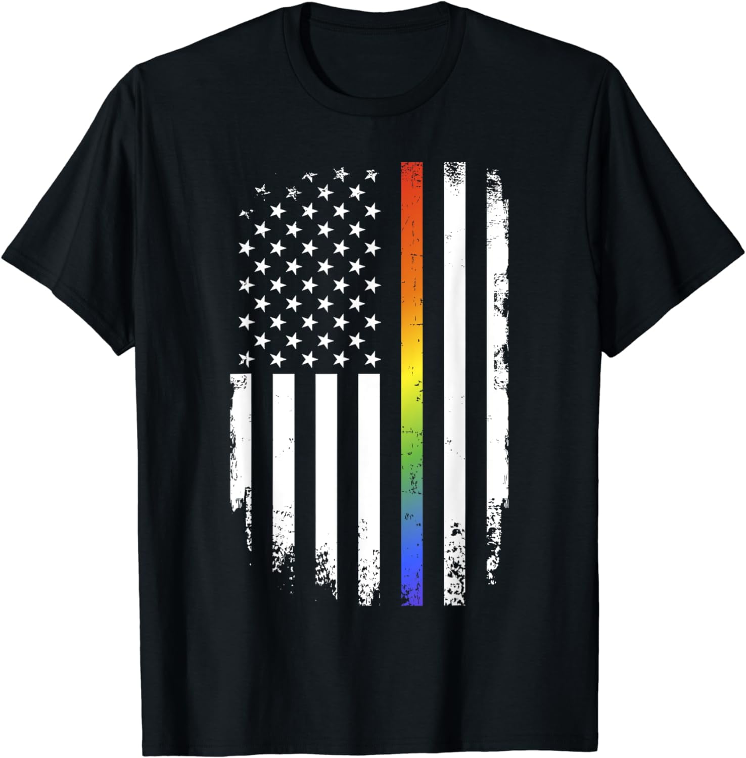 LGBT pride month support with rainbow US american flag T-Shirt ...