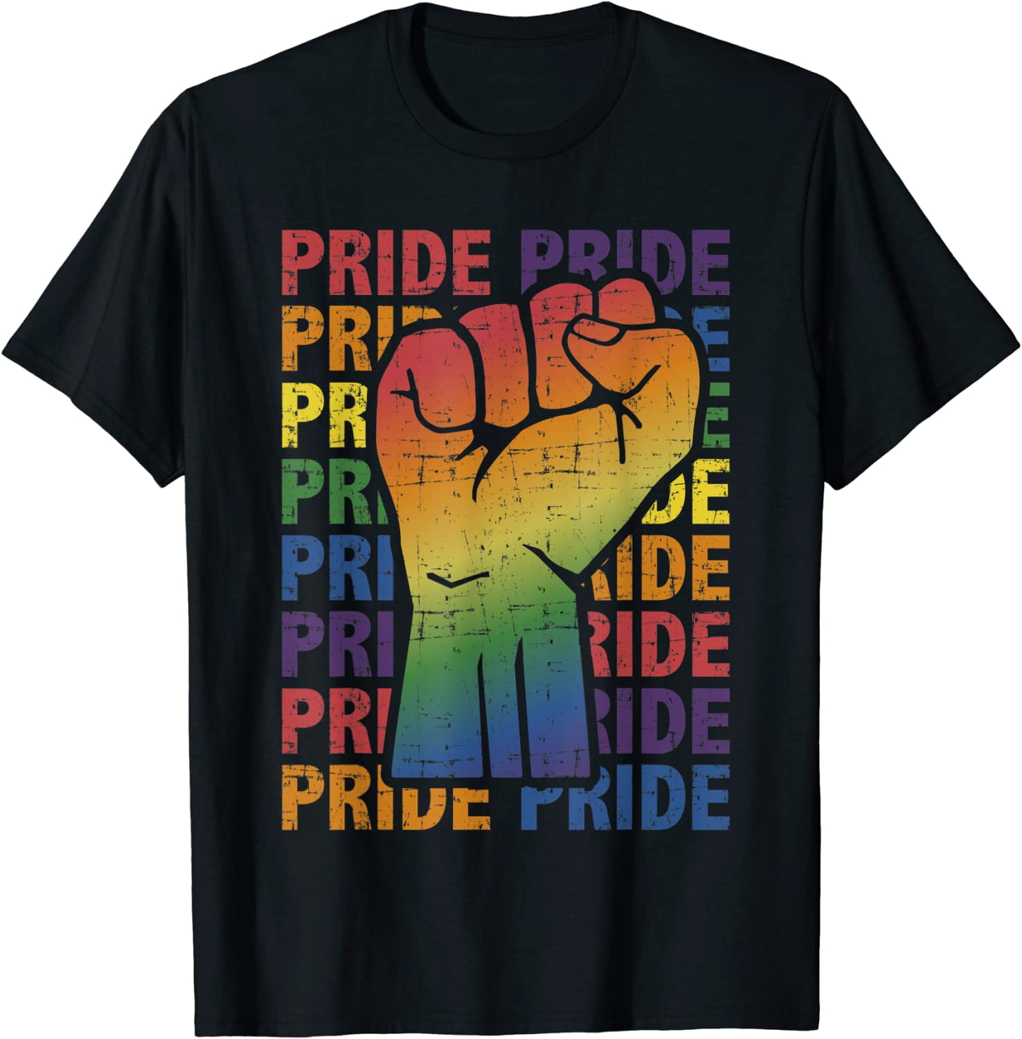 LGBT pride month support with rainbow flag fist T-Shirt - Walmart.com