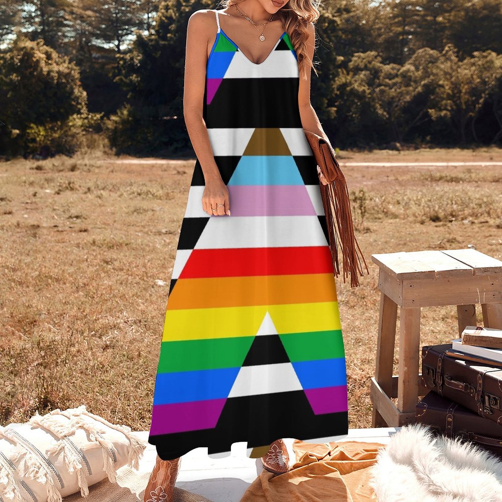 LGBTQ+ Ally Progress Pride Flag Sleeveless Dress long sleeve dress ...