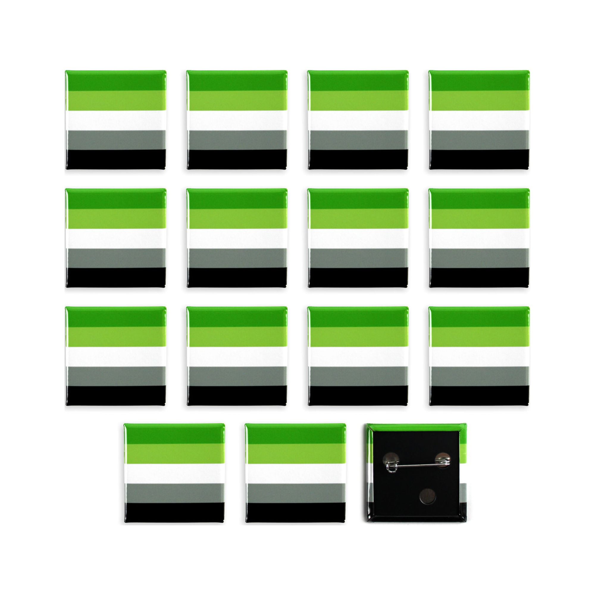 LGBTQ+ Aromantic Pride Flag Pinback Buttons - 1.5 Inch Square - 15 Pack - Walmart.com