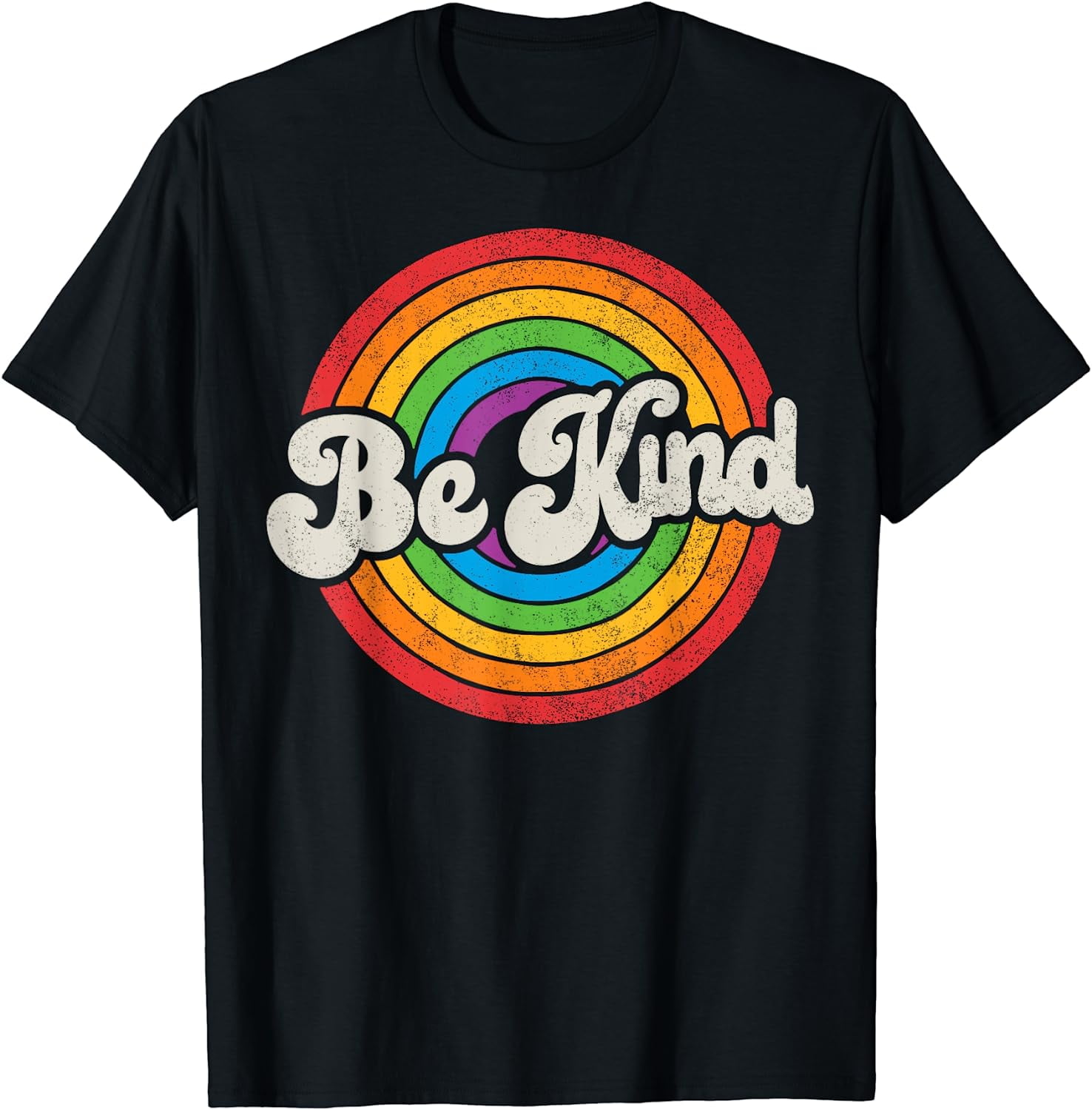 LGBTQ Be Kind Gay Pride LGBT Ally Rainbow Flag Retro Vintage T-Shirt ...