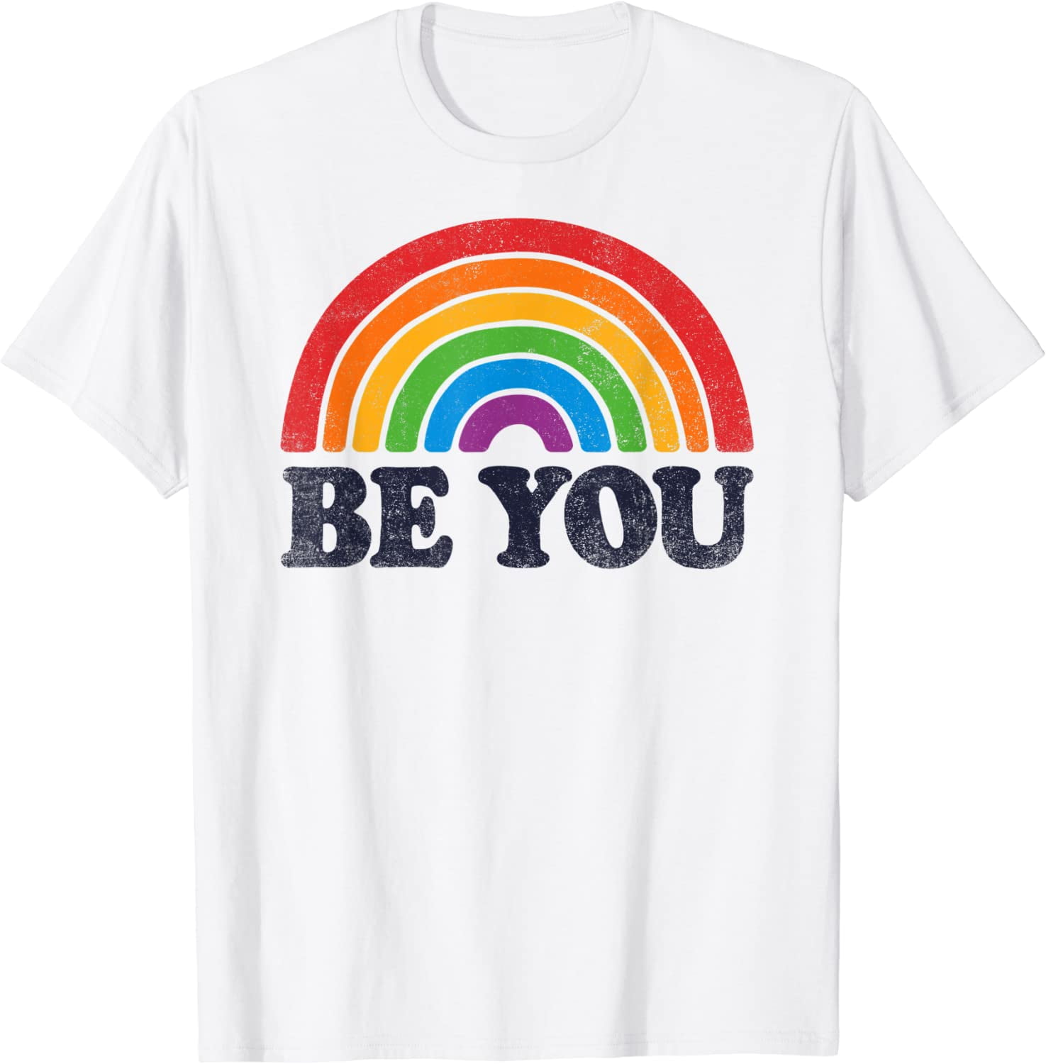 LGBTQ Be You Gay Pride LGBT Ally Rainbow Flag Retro Vintage T-Shirt ...