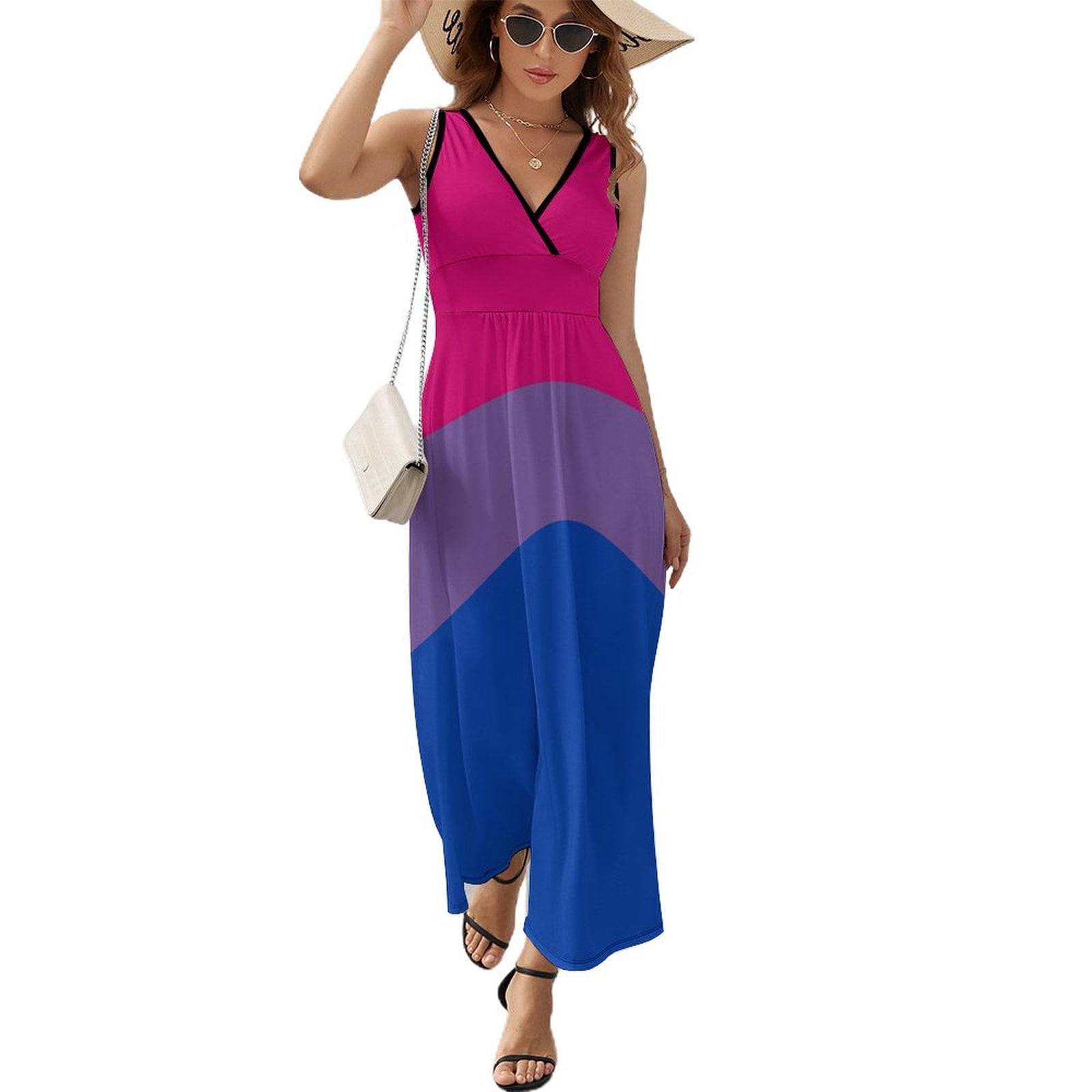 LGBTQ Bisexual Pride Dress Elegant Maxi Dress V Neck Printed Boho Beach ...