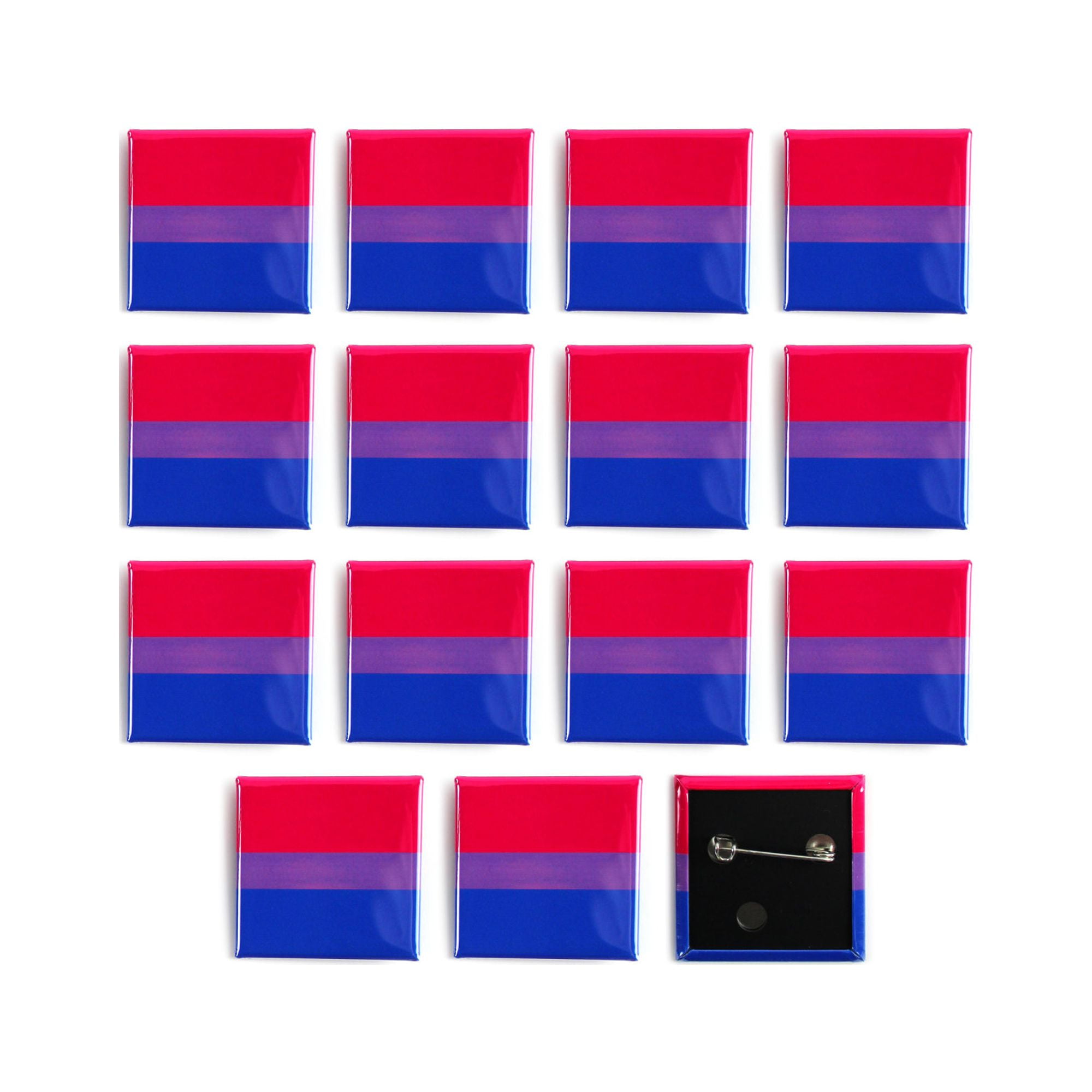 LGBTQ+ Bisexual Pride Flag Pinback Buttons - 1.5 Inch Square - 15 Pack ...