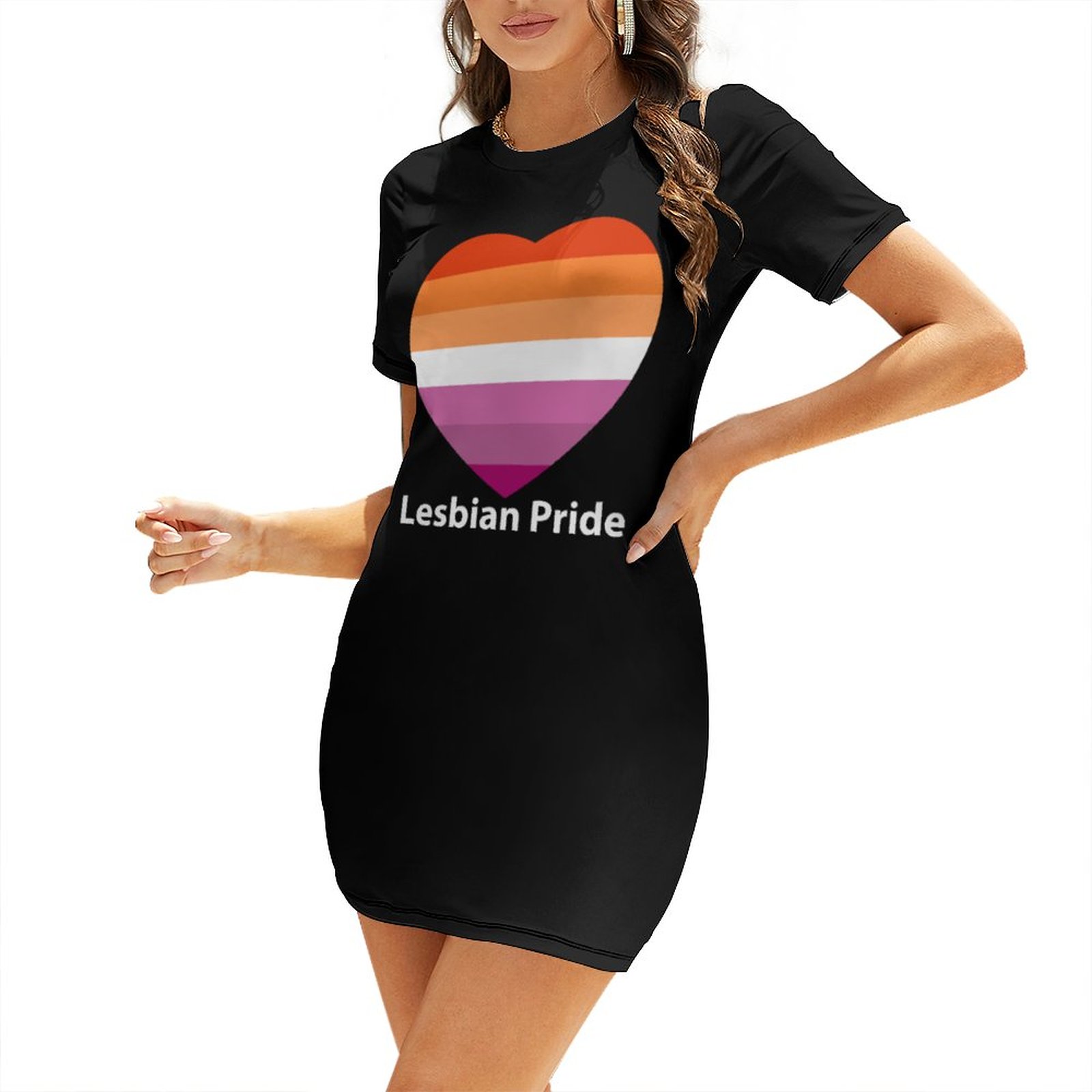 LGBTQ Gay Lesbian Ally Pride Flag Dresses for Women Short Sleeve Round ...