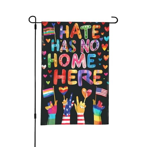 LGBTQ Gay Pride Welcome Garden Flag Hate Has No Home Here Rainbow ...
