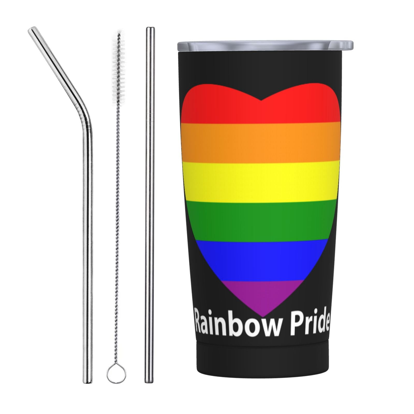 LGBTQ Gay Rainbow Ally Pride Flag Stainless Steel Tumbler with Lid ...