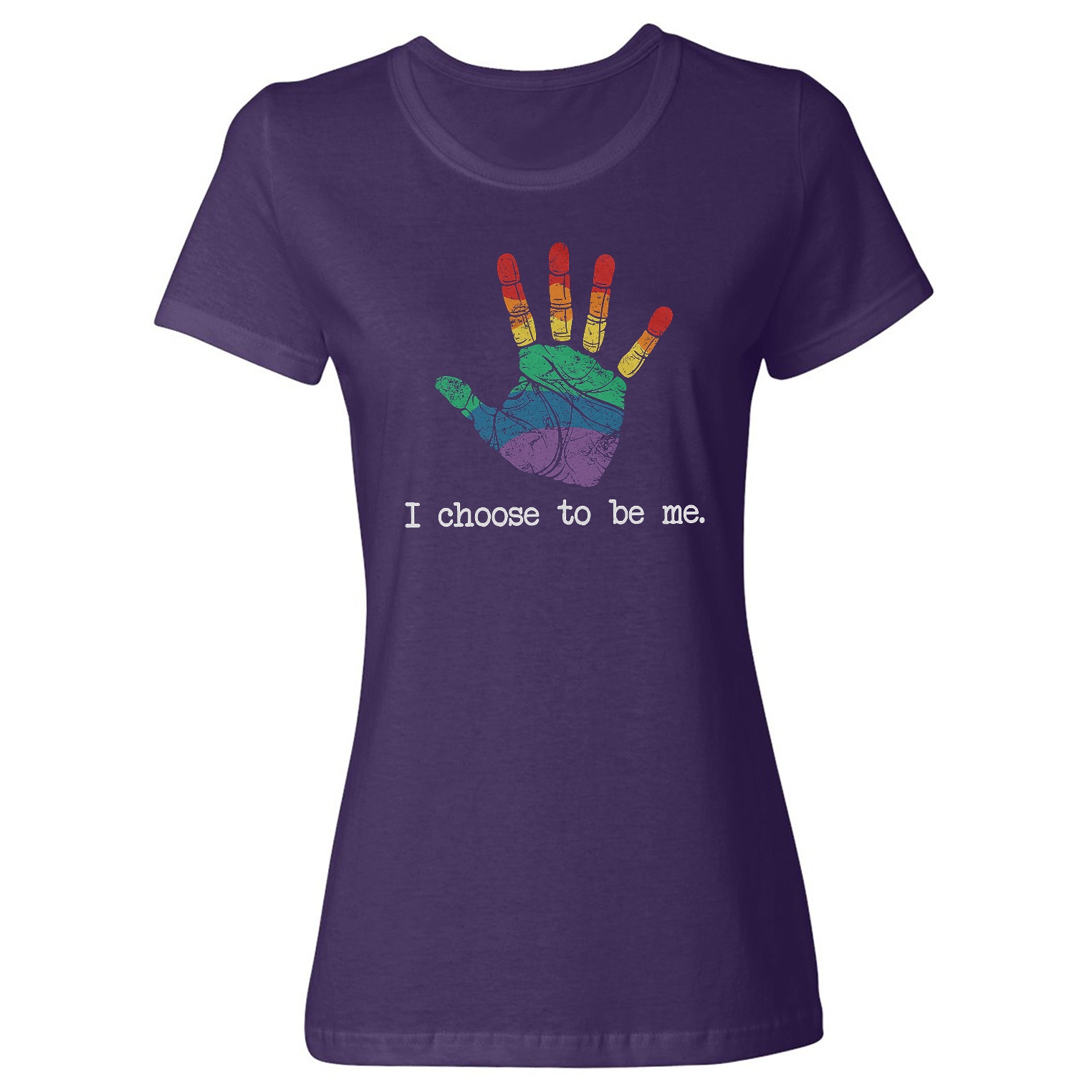 LGBTQ Hand Print - I Choose To Be Me Gay Pride Month Ladies' Crewneck T ...