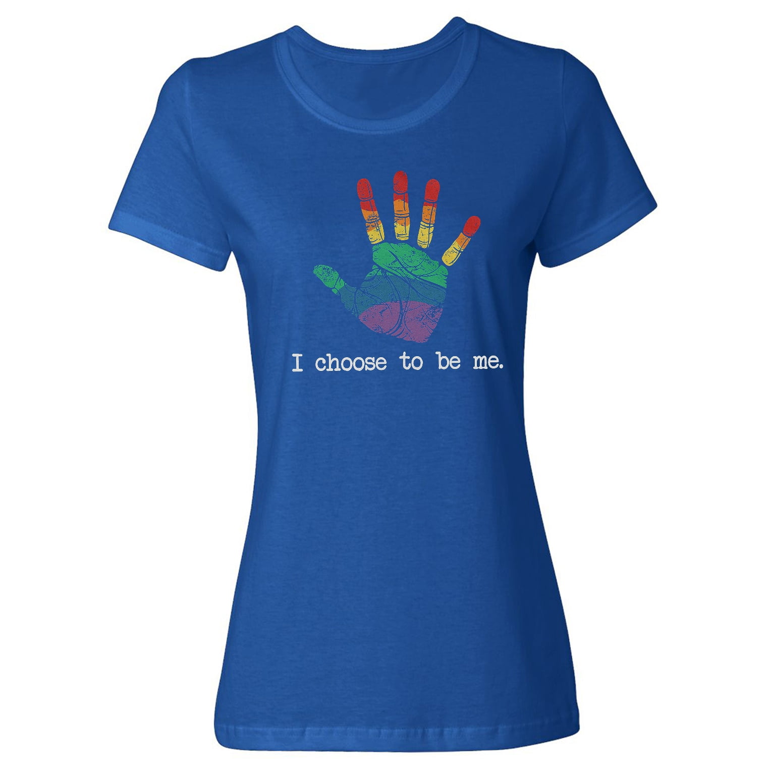 LGBTQ Hand Print - I Choose To Be Me Gay Pride Month Ladies' Crewneck T ...
